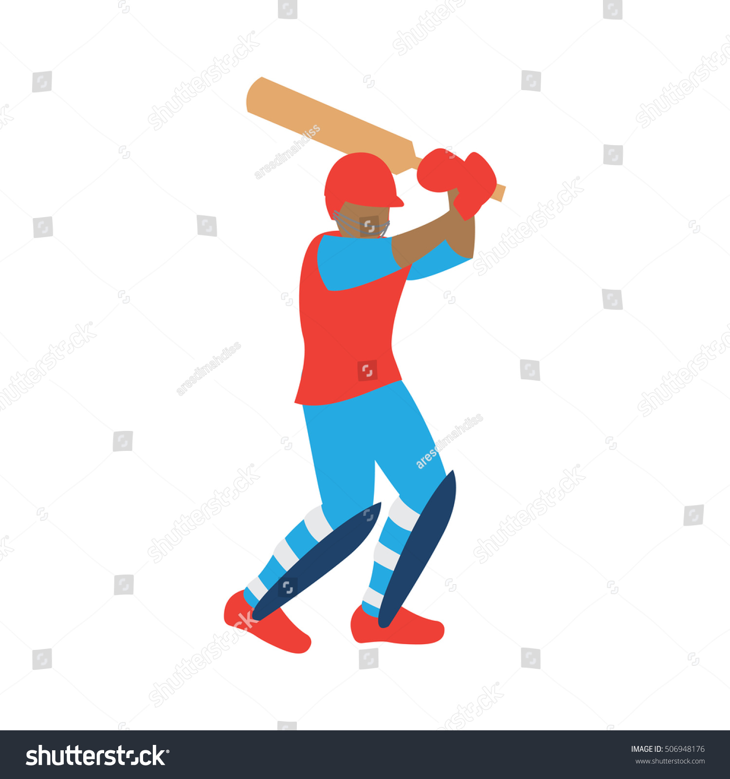 Cricket Player Character Stock Vector (Royalty Free) 506948176 ...