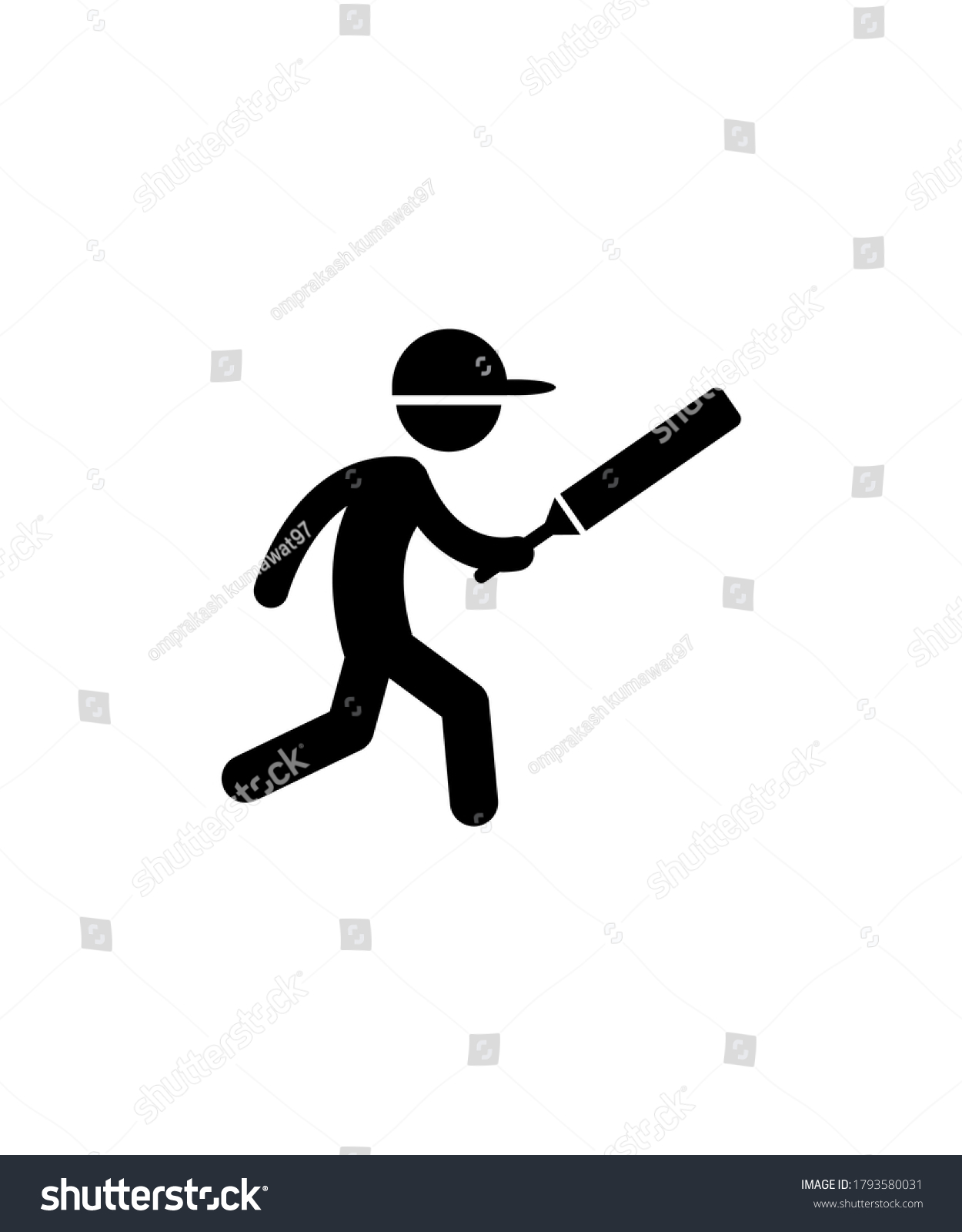 Cricket Player Iconvector Best Flat Icon Stock Vector (Royalty Free ...