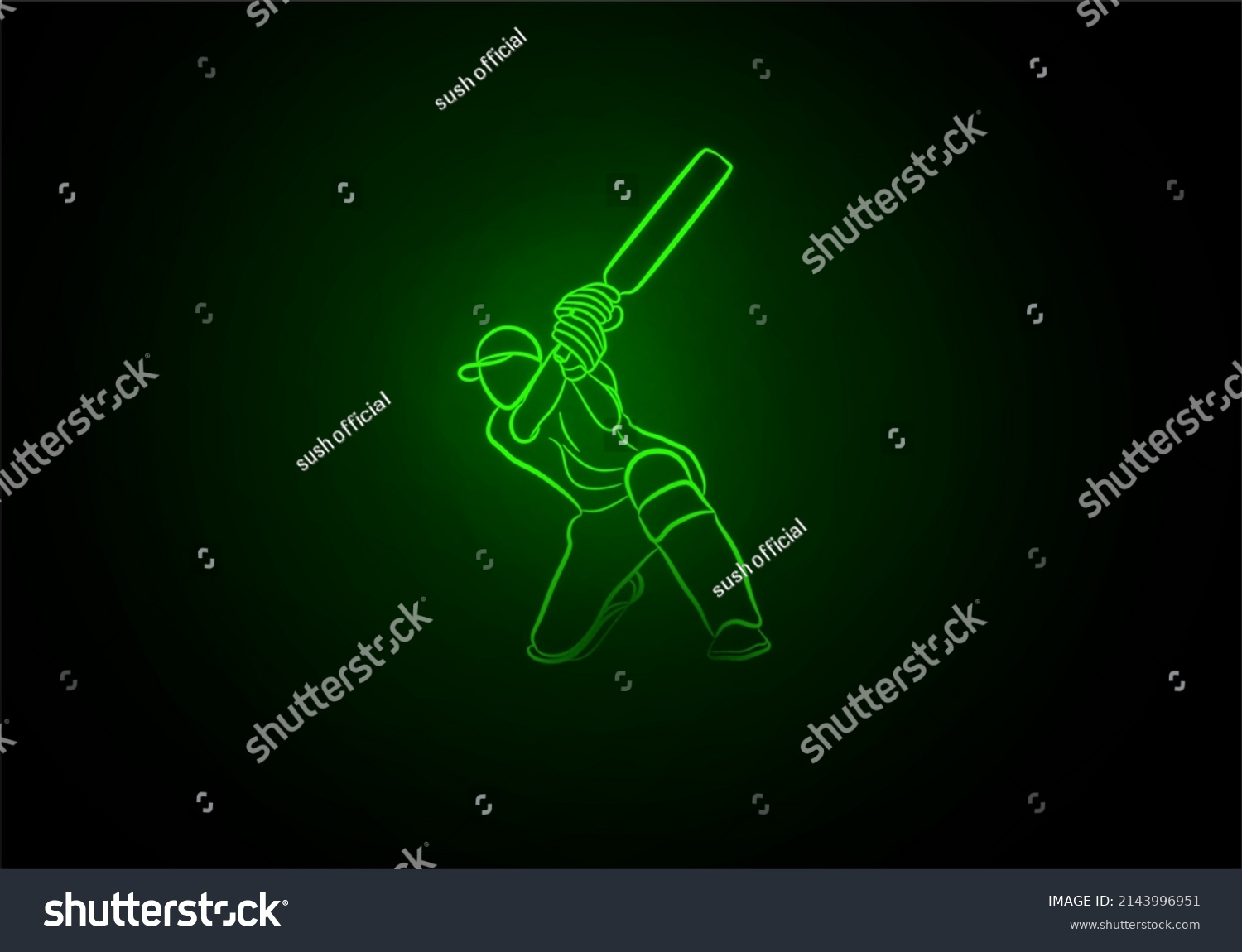 Cricket Player Neon Vector Abstract Green Stock Vector (Royalty Free ...