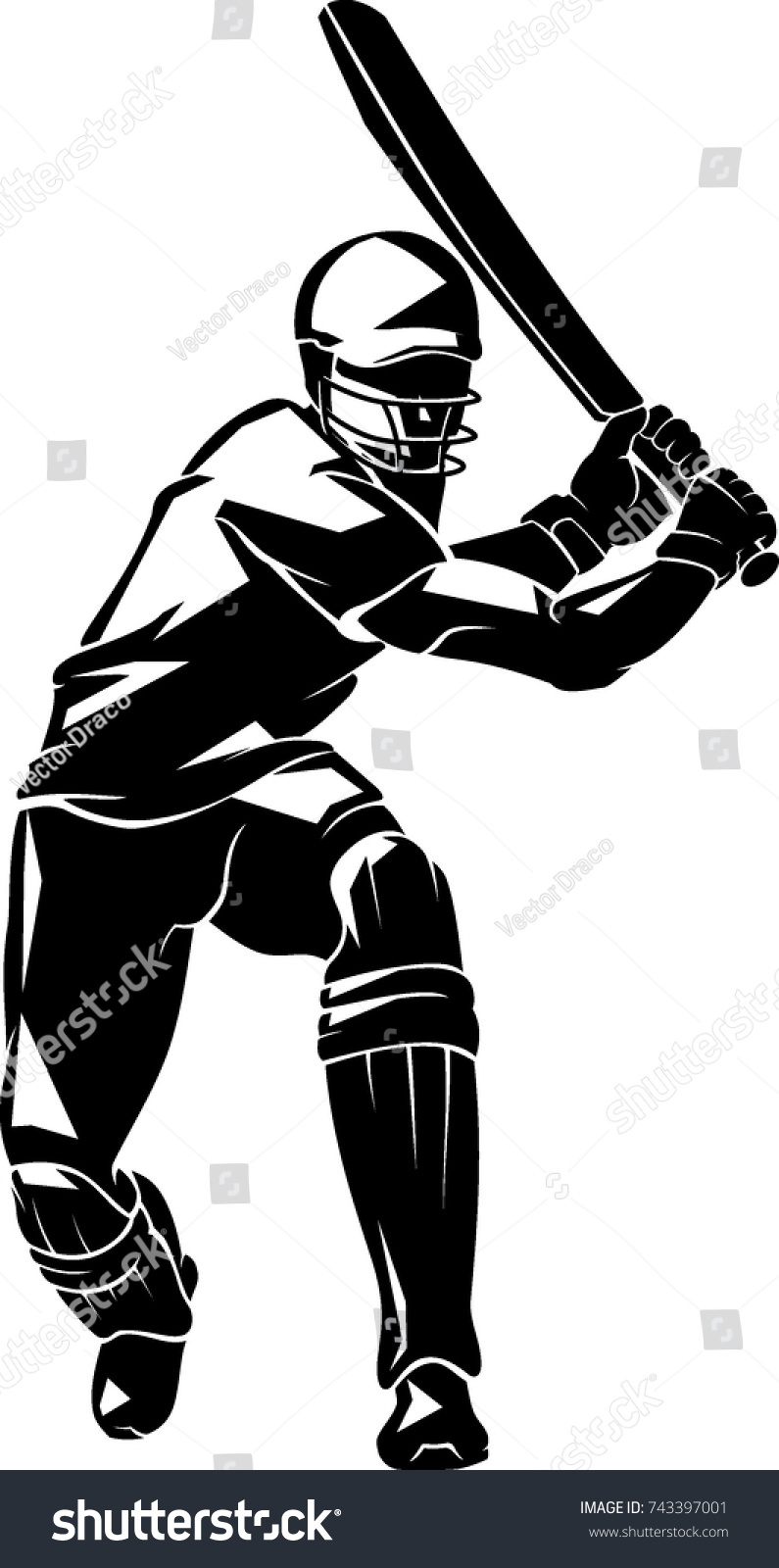 Cricket Player Swing Bat Shadow Stock Vector (Royalty Free) 743397001 ...