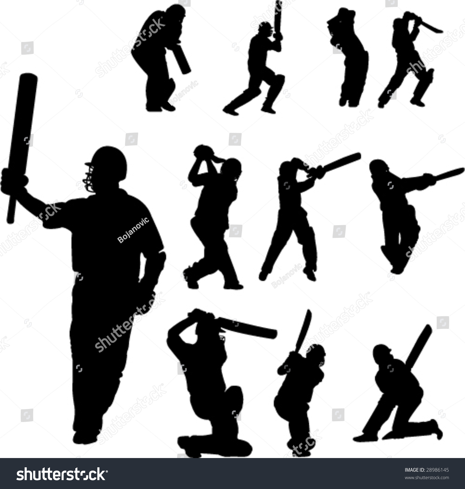 Cricket Players Collection Vector Stock Vector (Royalty Free) 28986145 ...