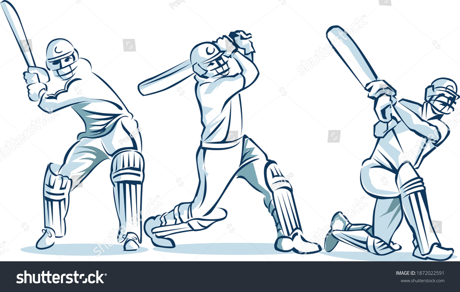 Cricket Players Poses Action While Doing Stock Vector (Royalty Free ...