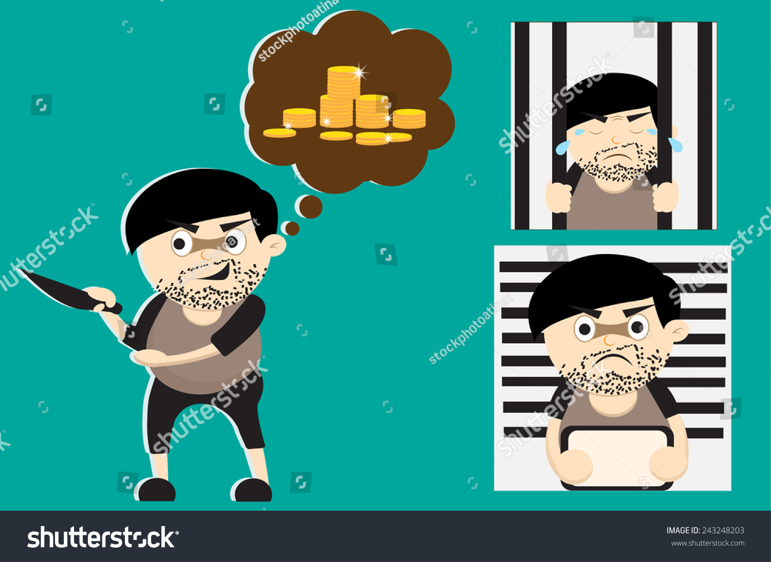 Criminal Cartoon Stock Vector (Royalty Free) 243248203 | Shutterstock