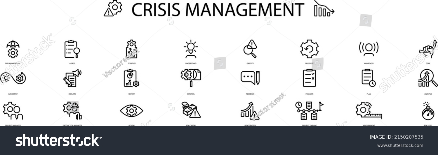 Crisis Management Icon Set Vector Illustration Stock Vector (Royalty ...