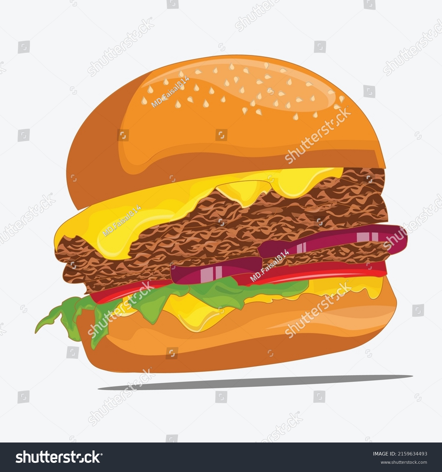 Crispy Fried Chicken Burger Vector Stock Vector (Royalty Free ...