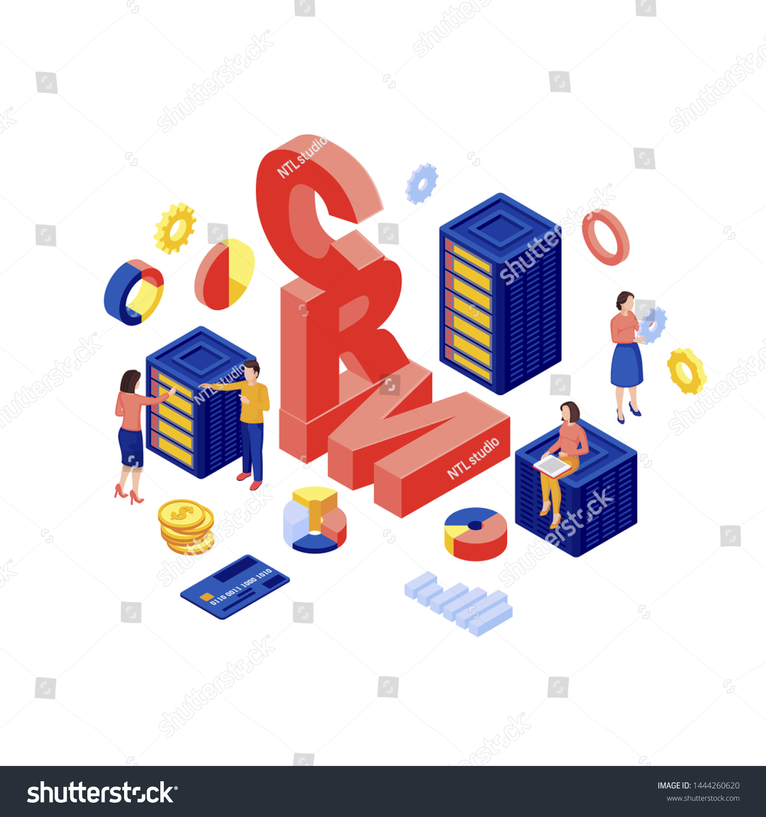 Crm Database Isometric Vector Illustration Client Stock Vector (Royalty ...