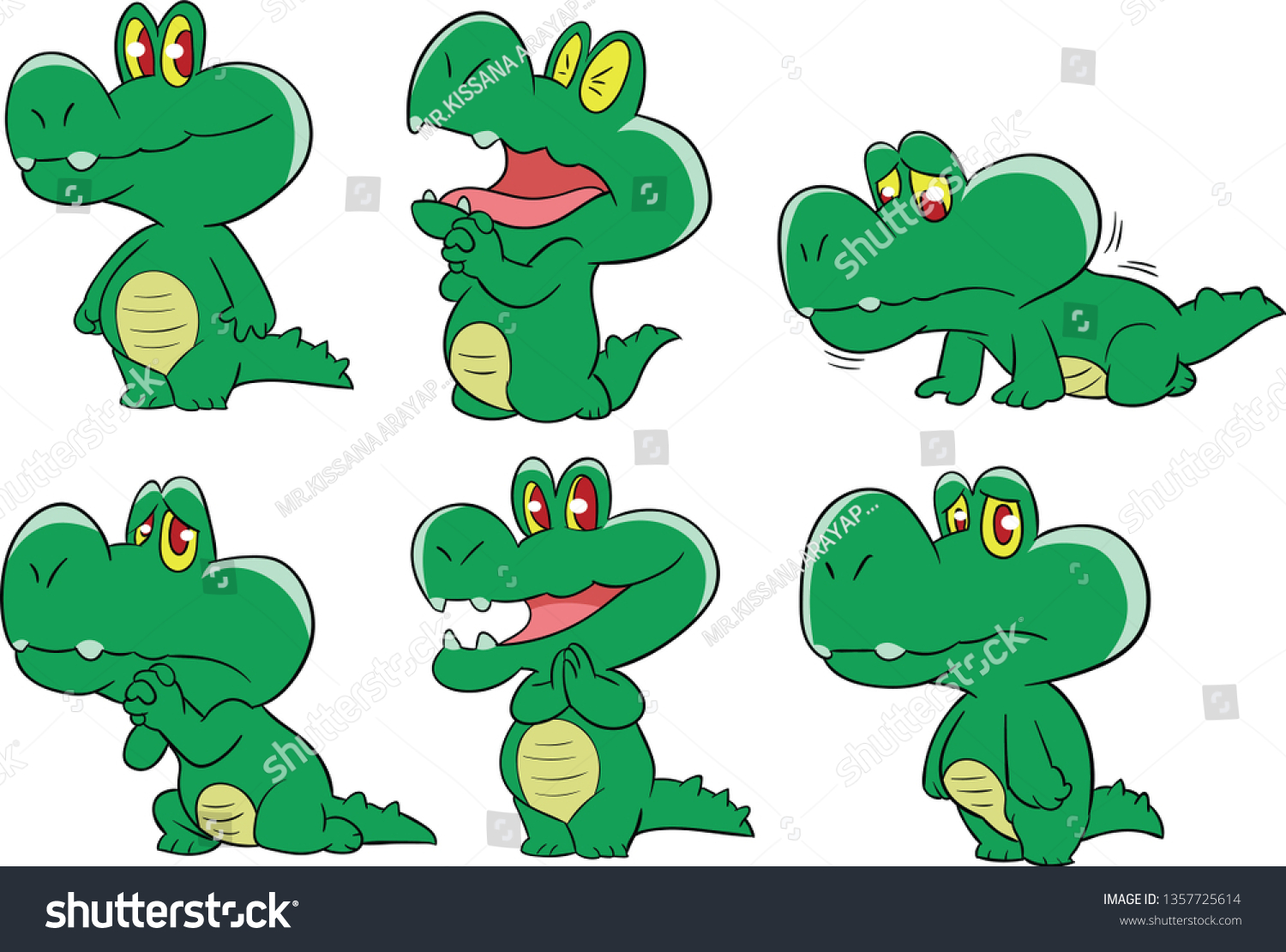 Crocodile Cartoon Set Stock Vector (Royalty Free) 1357725614 | Shutterstock