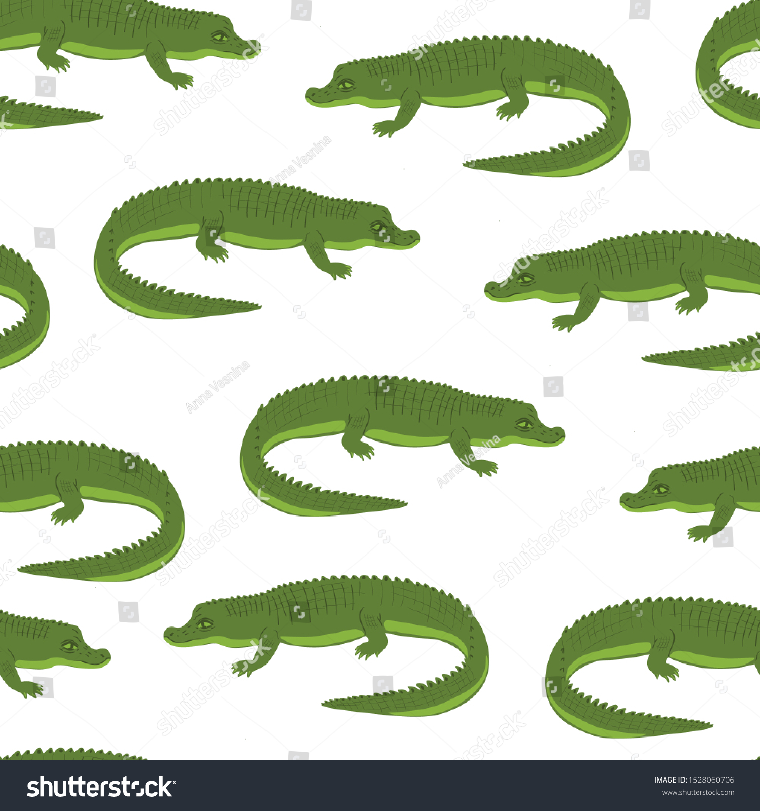 Crocodile Vector Animals Seamless Pattern Concept Stock Vector (Royalty ...