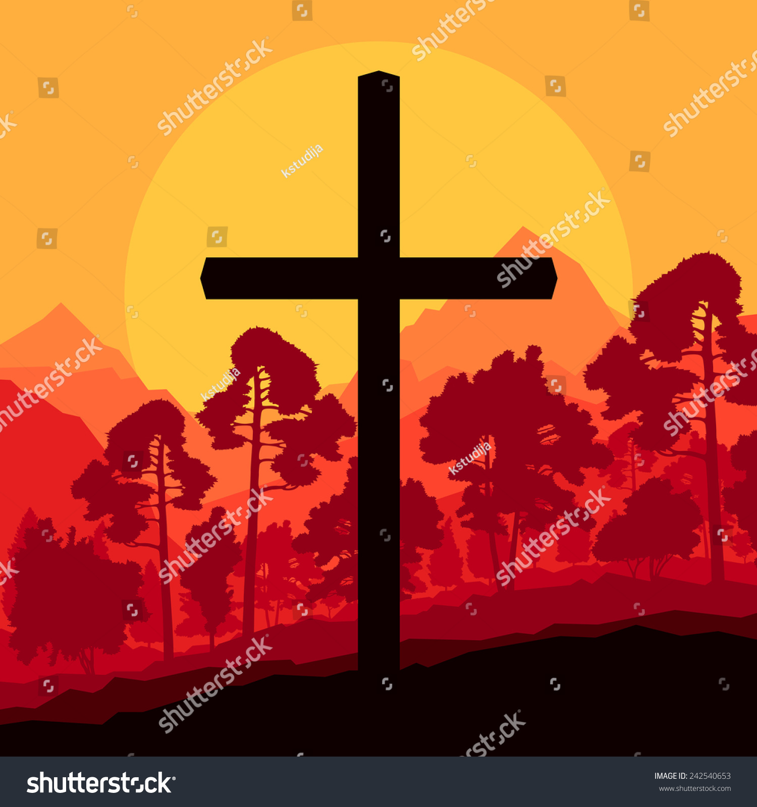 Cross Nature Landscape Vector Concept Background: vector de stock ...