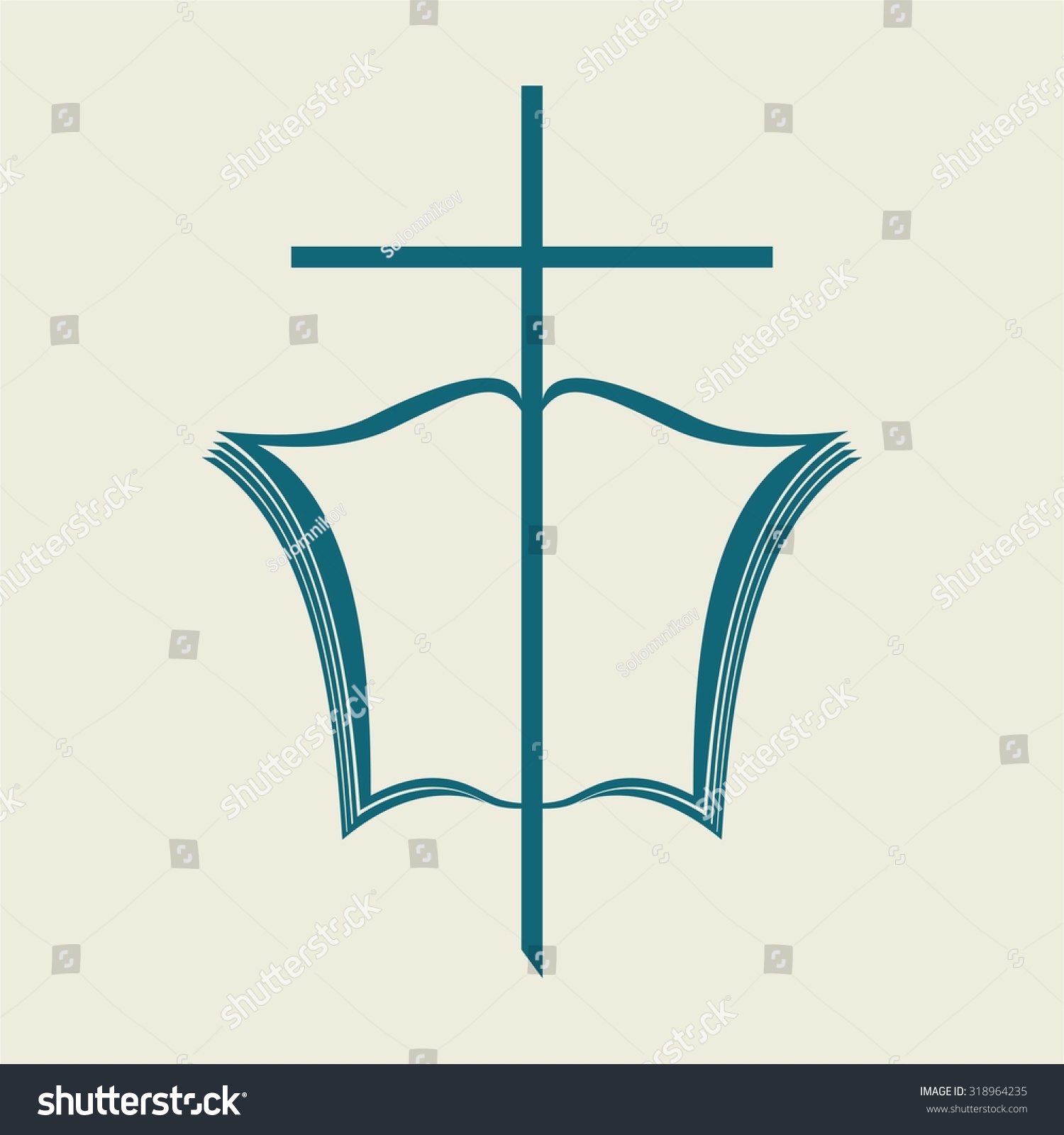 Cross Open Bible Stock Vector (Royalty Free) 318964235