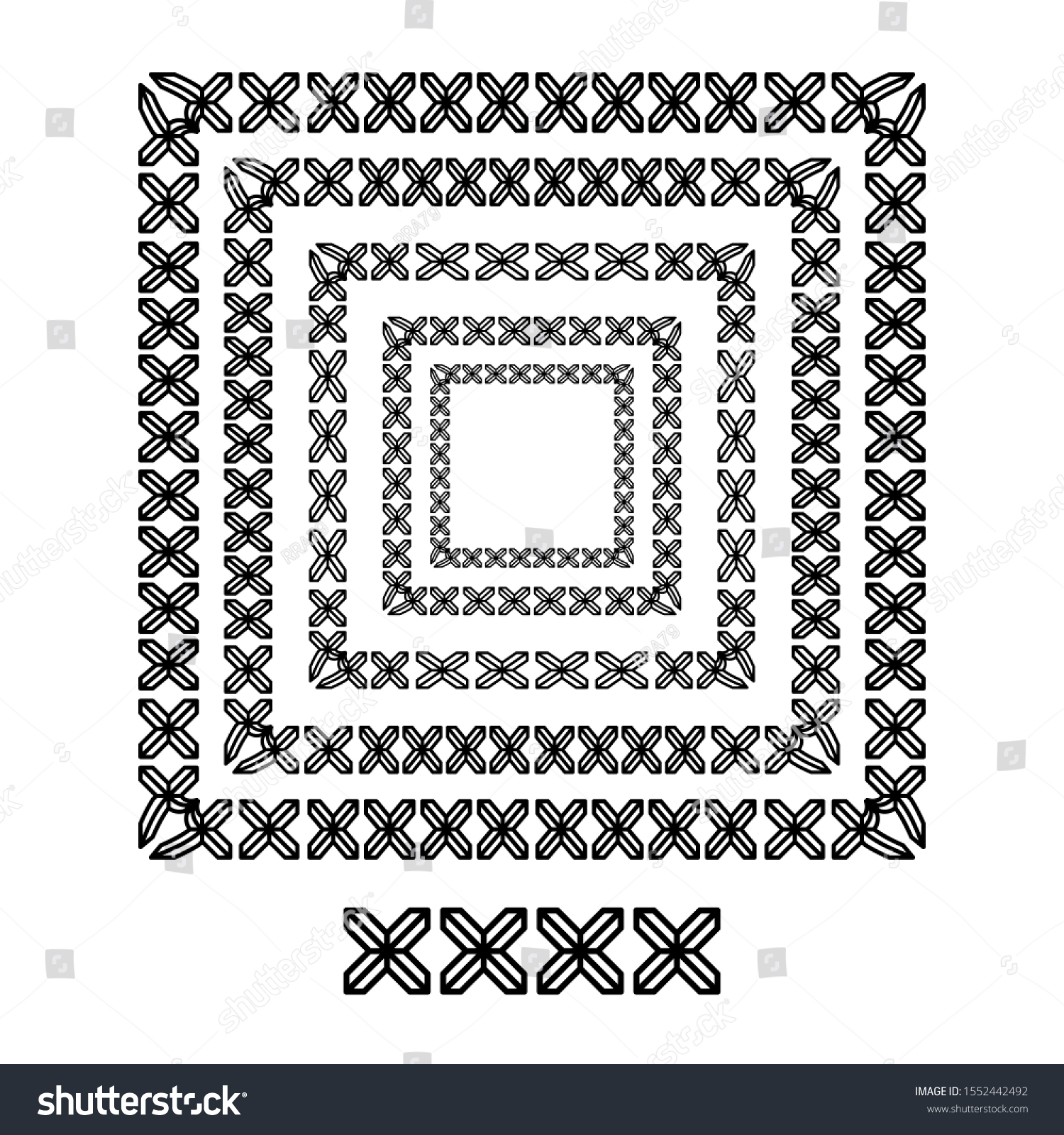 Cross Brush Patterns Square Line Black Stock Vector (Royalty Free ...