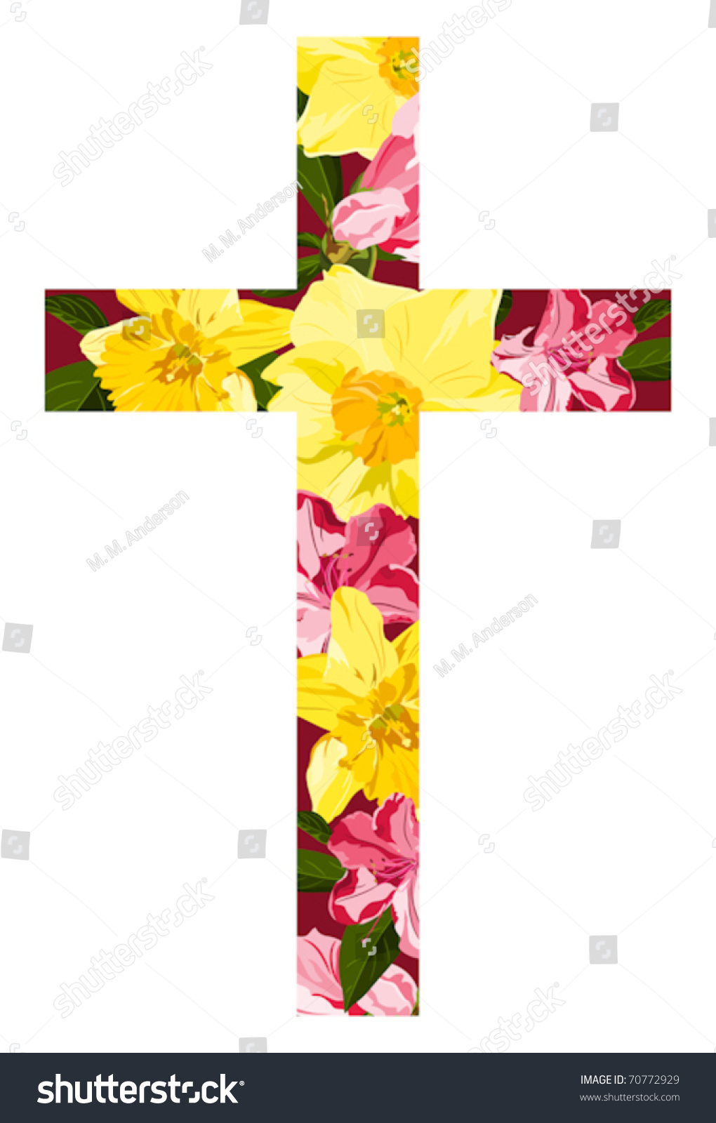 Cross Filled Spring Flowers Stock Vector (Royalty Free) 70772929