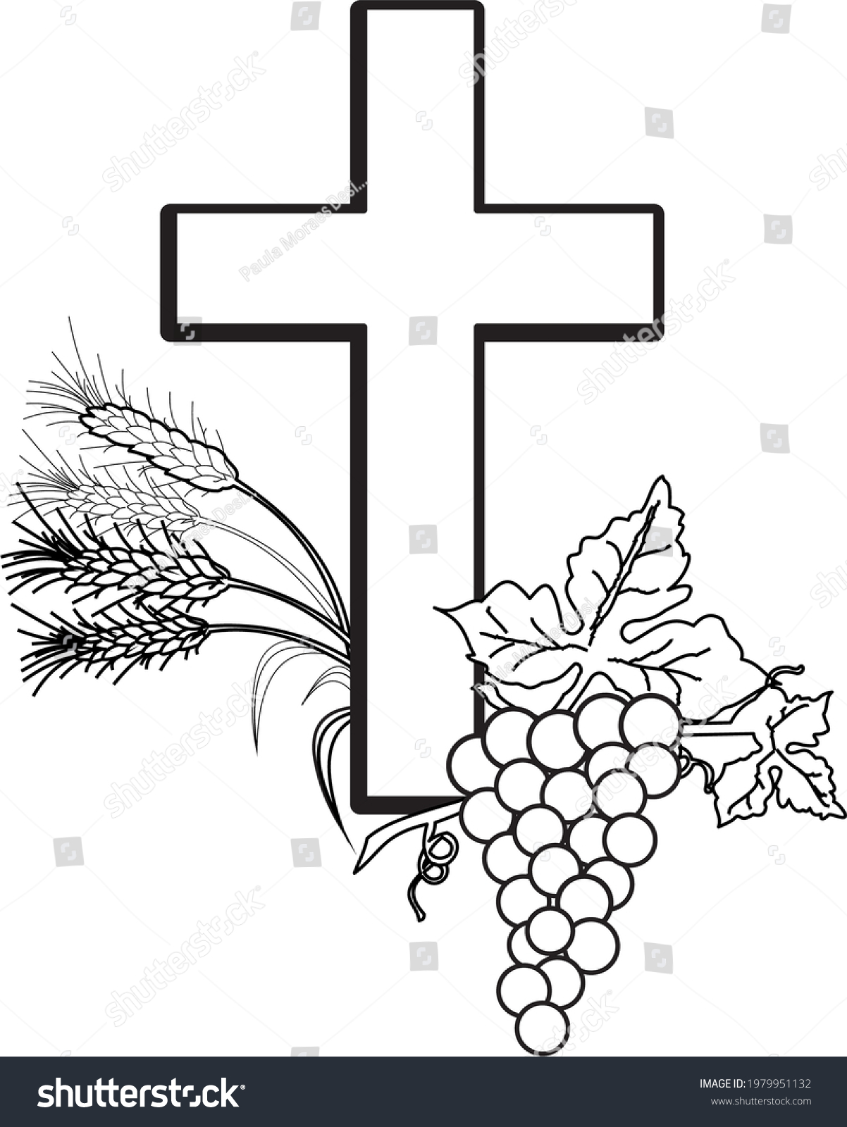 Cross First Catholic Eucharist Grape Stock Vector (Royalty Free ...