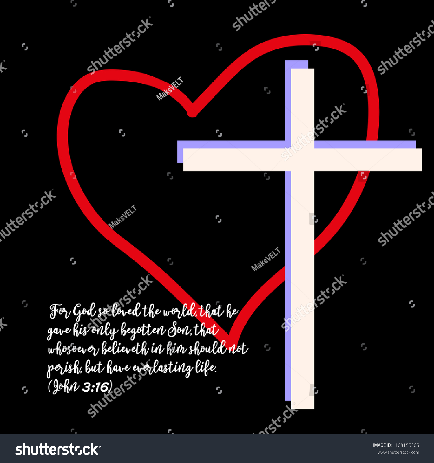 Cross On Heart Stock Vector (Royalty Free) 1108155365 | Shutterstock