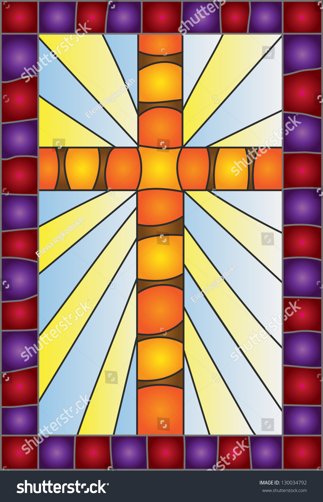 Cross Stained Glass Window Stock Vector (Royalty Free) 130034792 ...