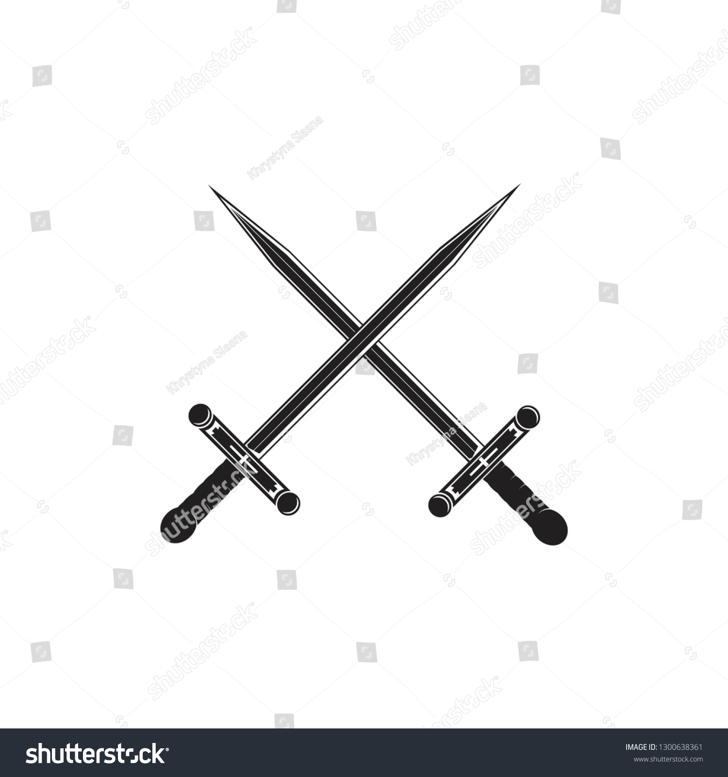 Cross Swords Icon Flat Stock Vector (Royalty Free) 1300638361 ...