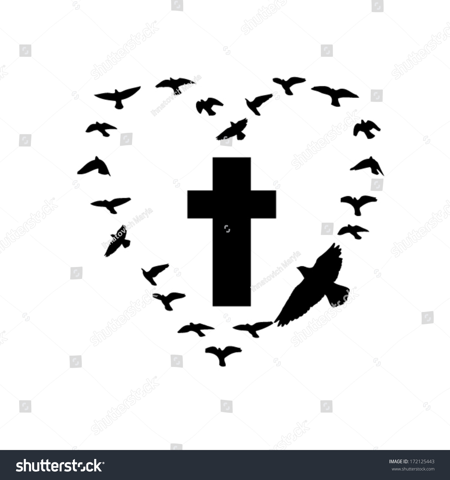 Cross Flying Birds Vector Stock Vector (Royalty Free) 172125443