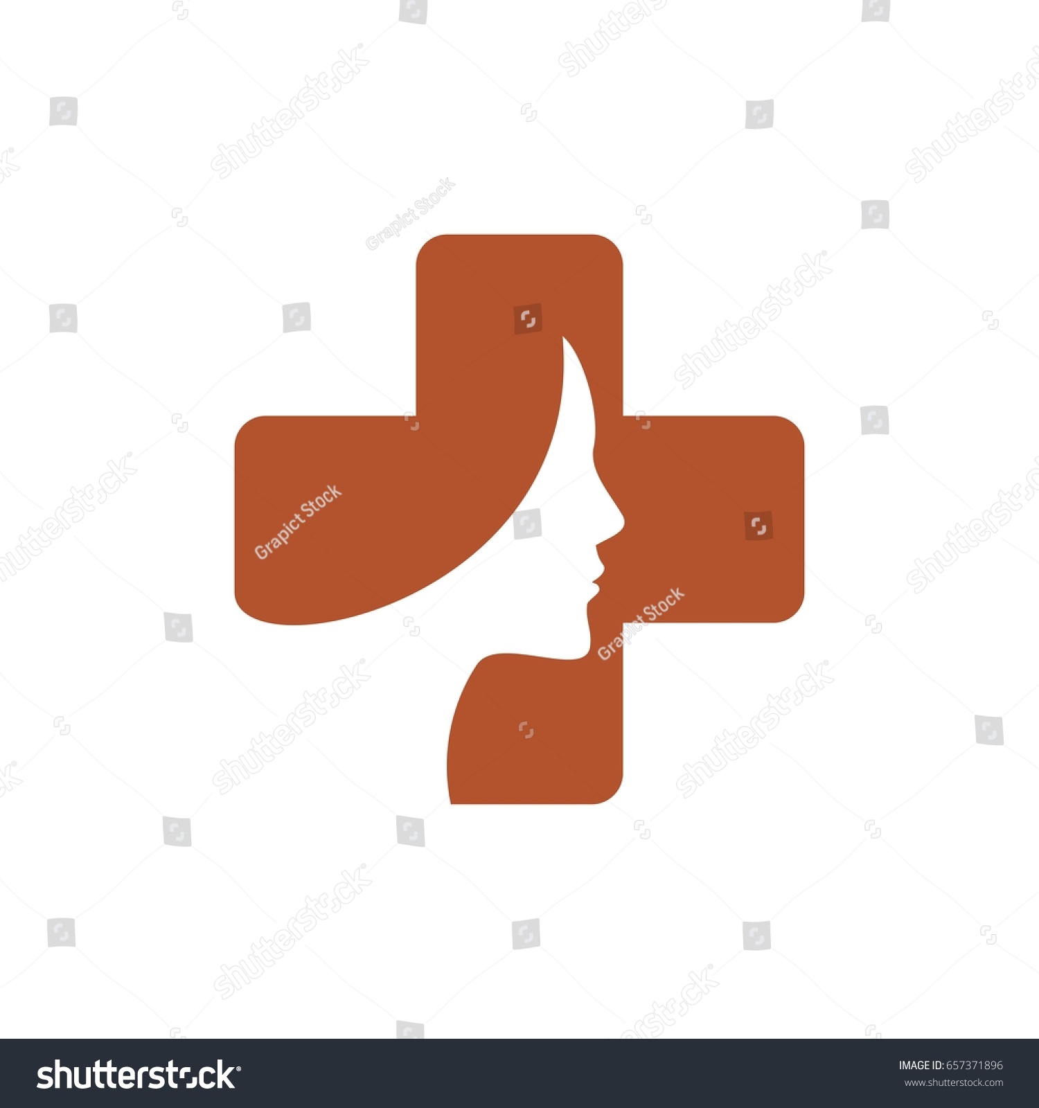 Cross Human Face Silhouette Stock Vector (Royalty Free) 657371896