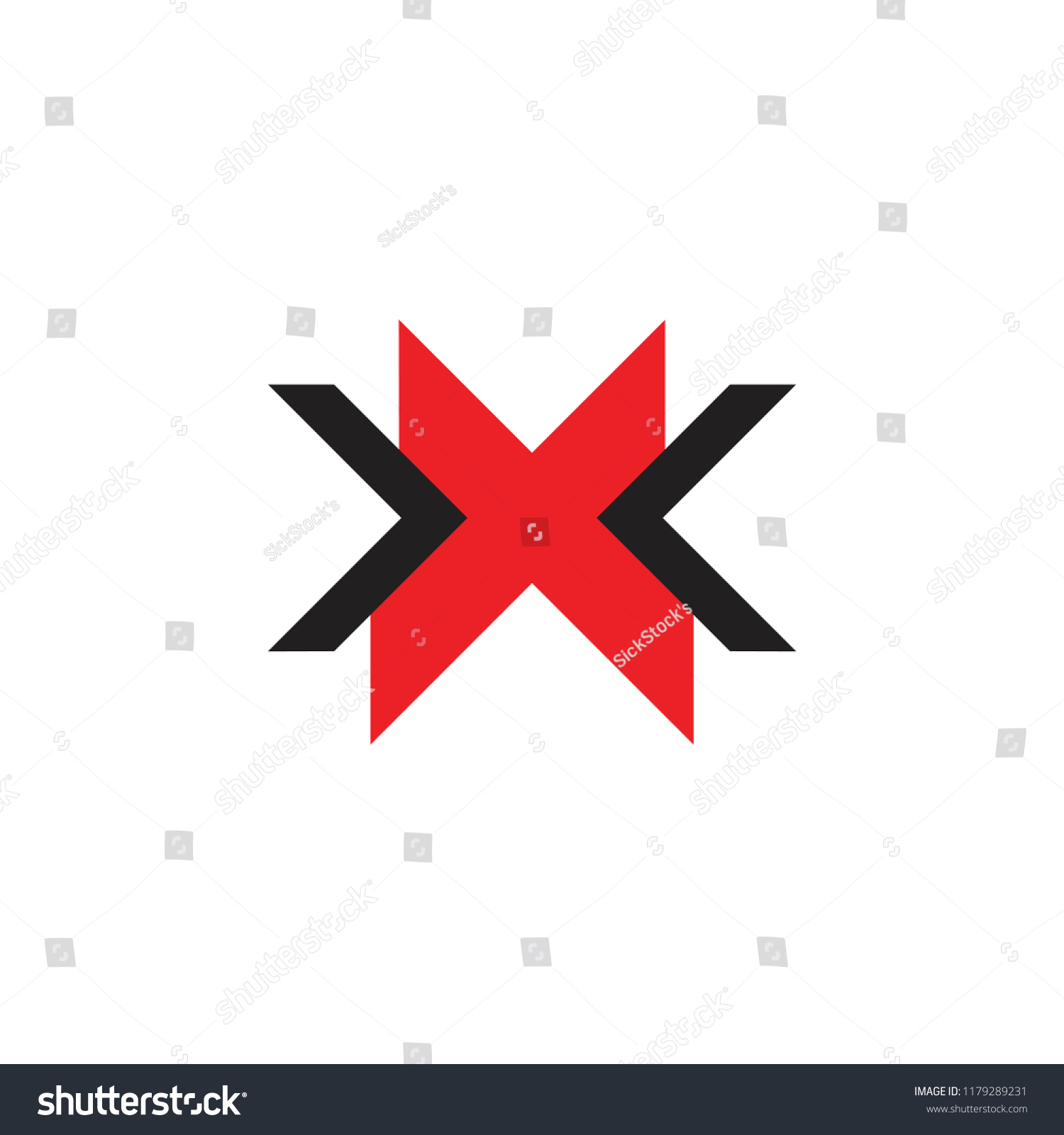 Cross X Arrow Simple Symbol Vector Stock Vector (Royalty Free) 1179289231