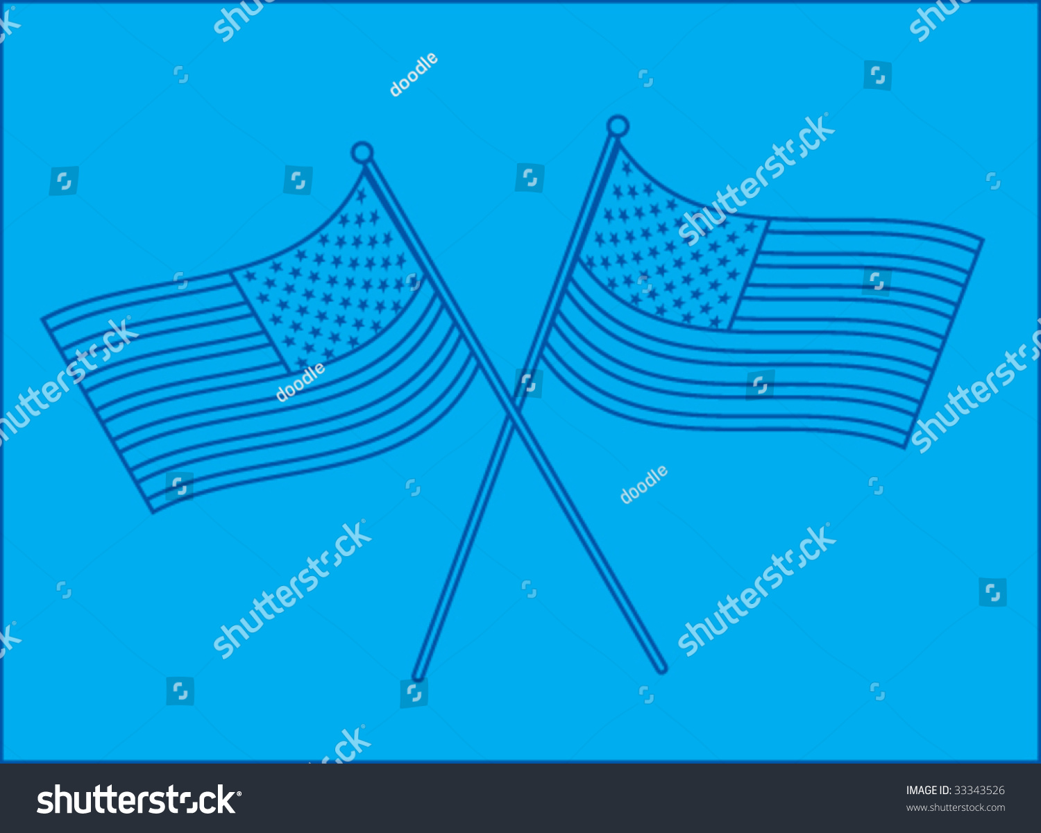Crossed American Flags Blueprint Stock Vector (Royalty Free) 33343526 ...