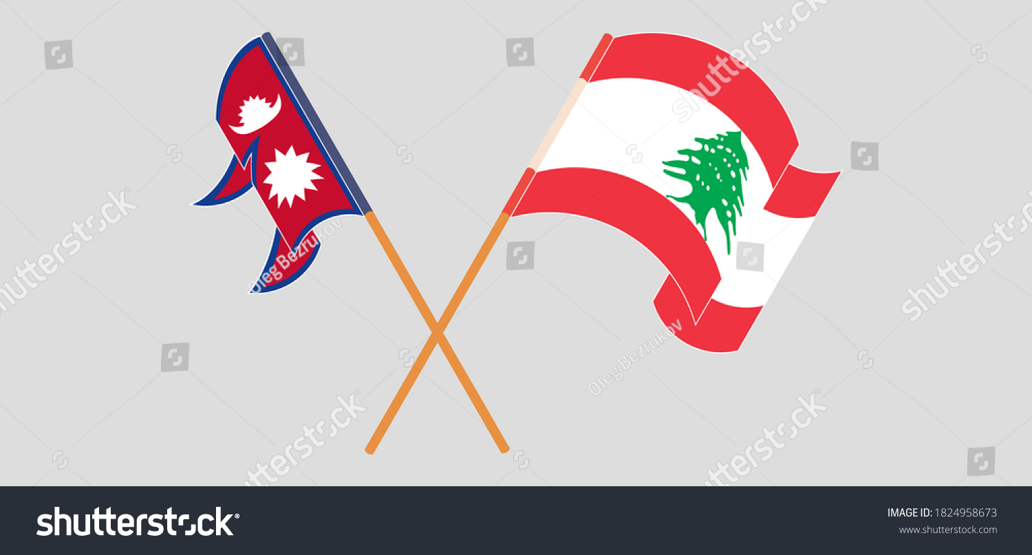 Crossed Waving Flags Nepal Lebanon Vector Stock Vector (Royalty Free ... Crossed Waving Flags Nepal Lebanon Vector Stock Vector (Royalty Free ...
