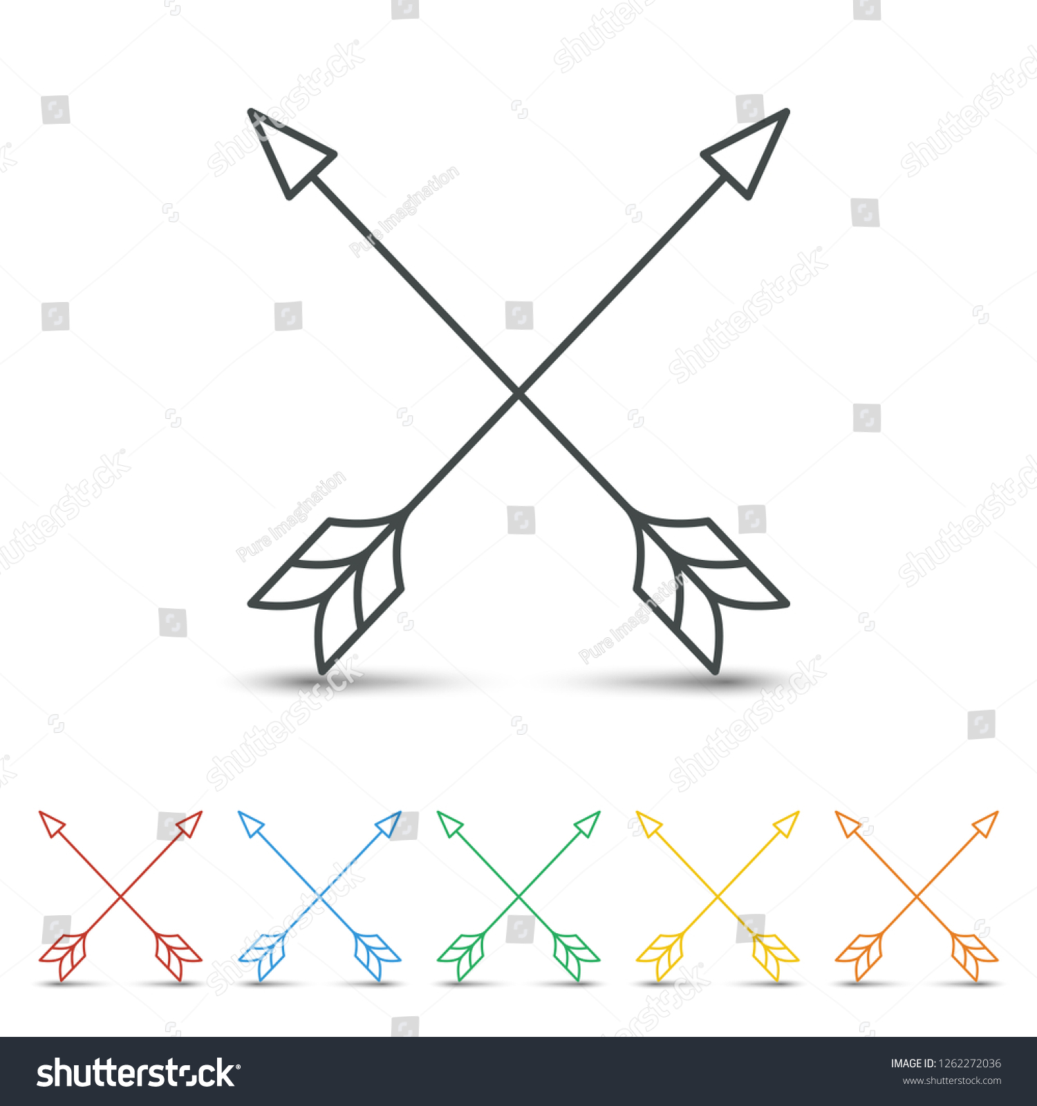 Crossed Arrow Icon Set Flat Design: vector de stock (libre de regalías ...