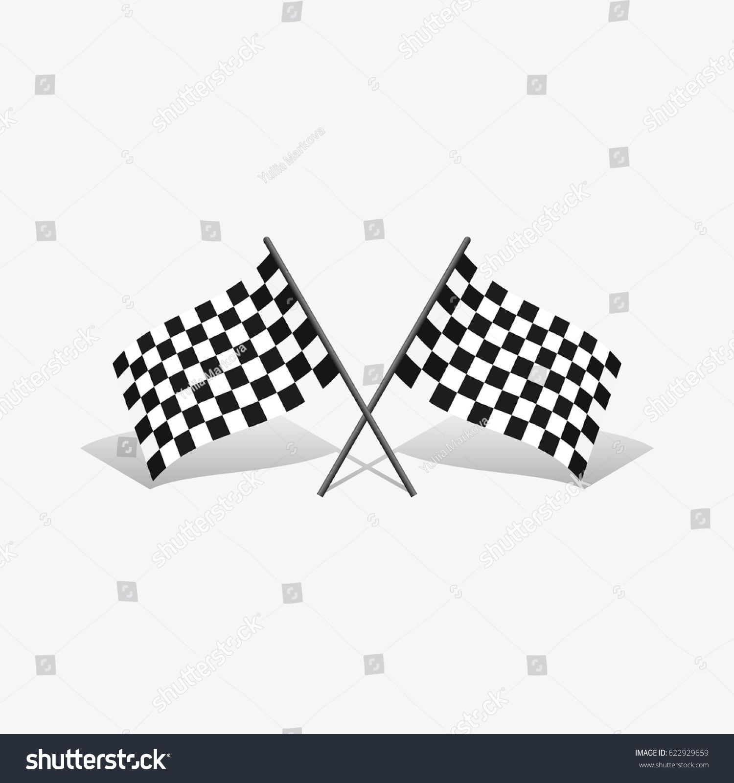 Crossed Black White Checkered Flags Vector Stock Vector (Royalty Free ...