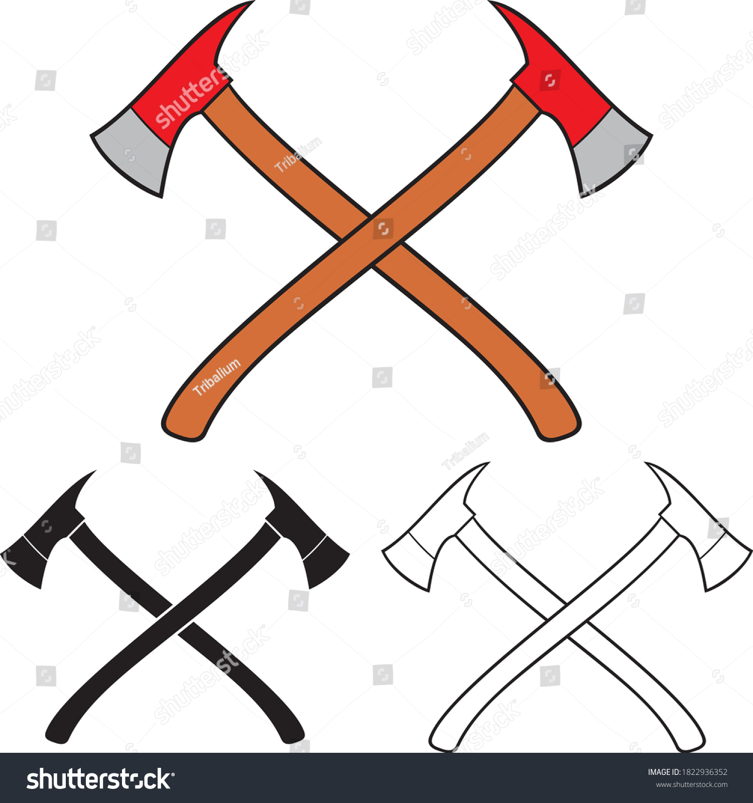 Crossed Firefighter Axes Vector Illustration Stock Vector (Royalty Free ...