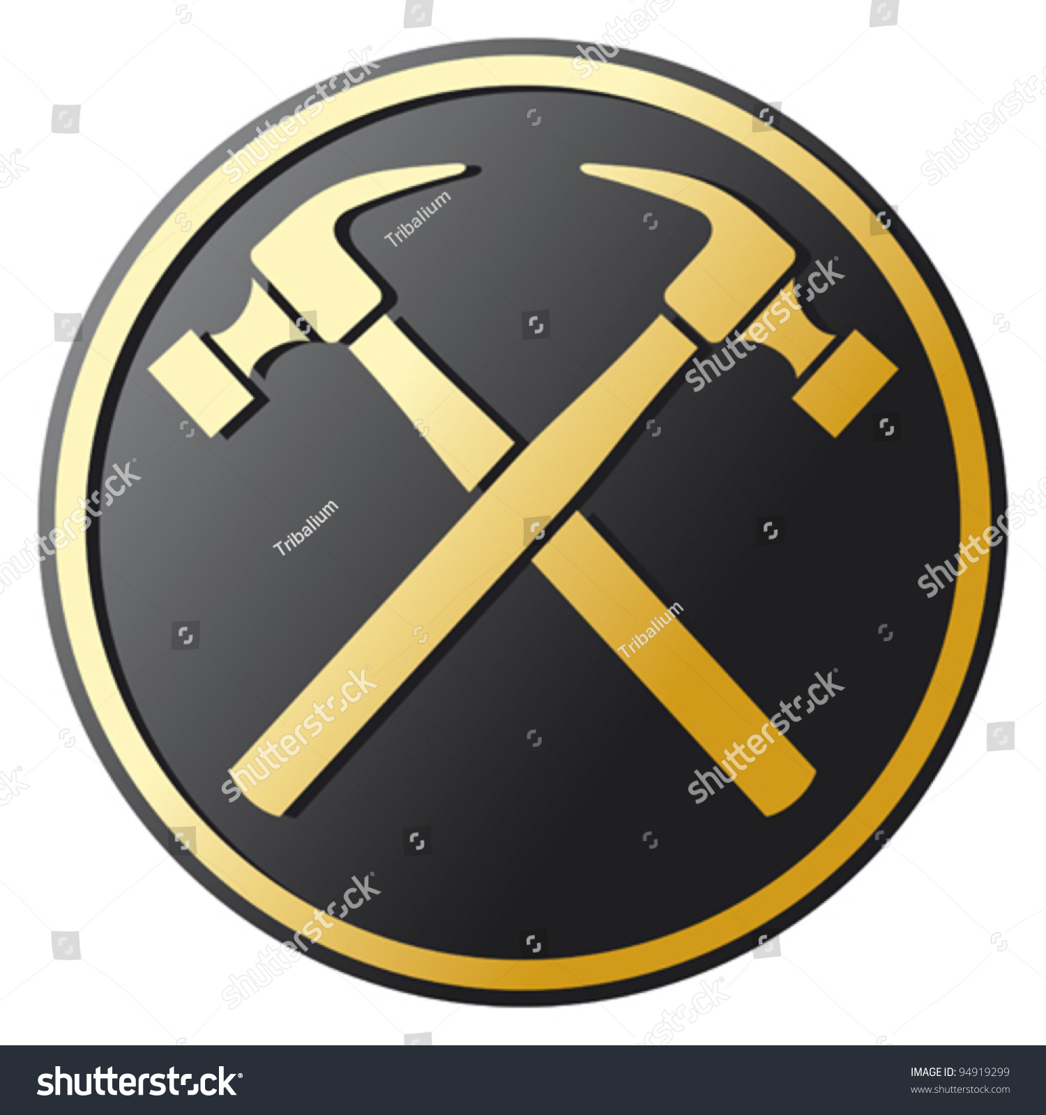 Crossed Hammers Symbol Emblem Button Stock Vector (Royalty Free) 94919299