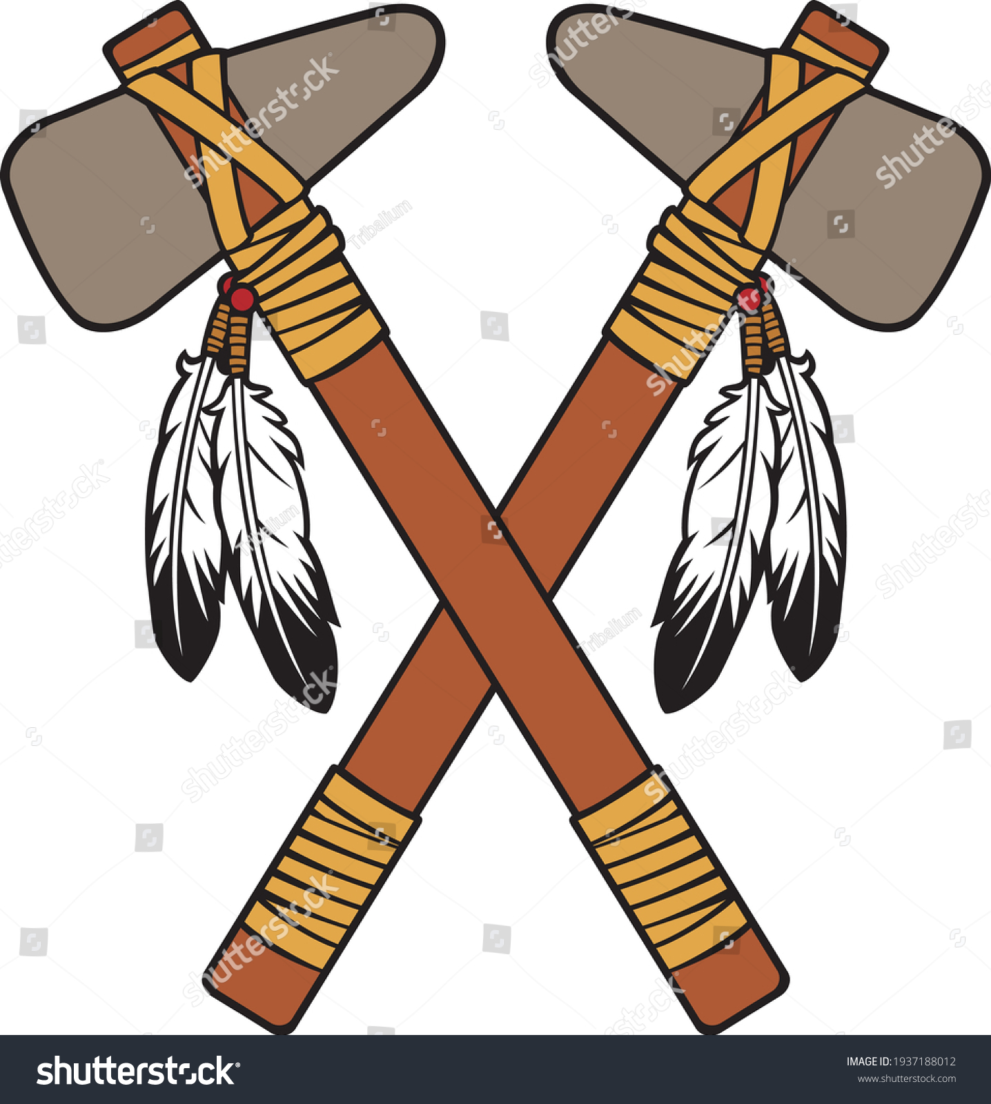 Crossed Native American Tomahawk Vector: เวกเตอร์สต็อก (ปลอดค่า ...
