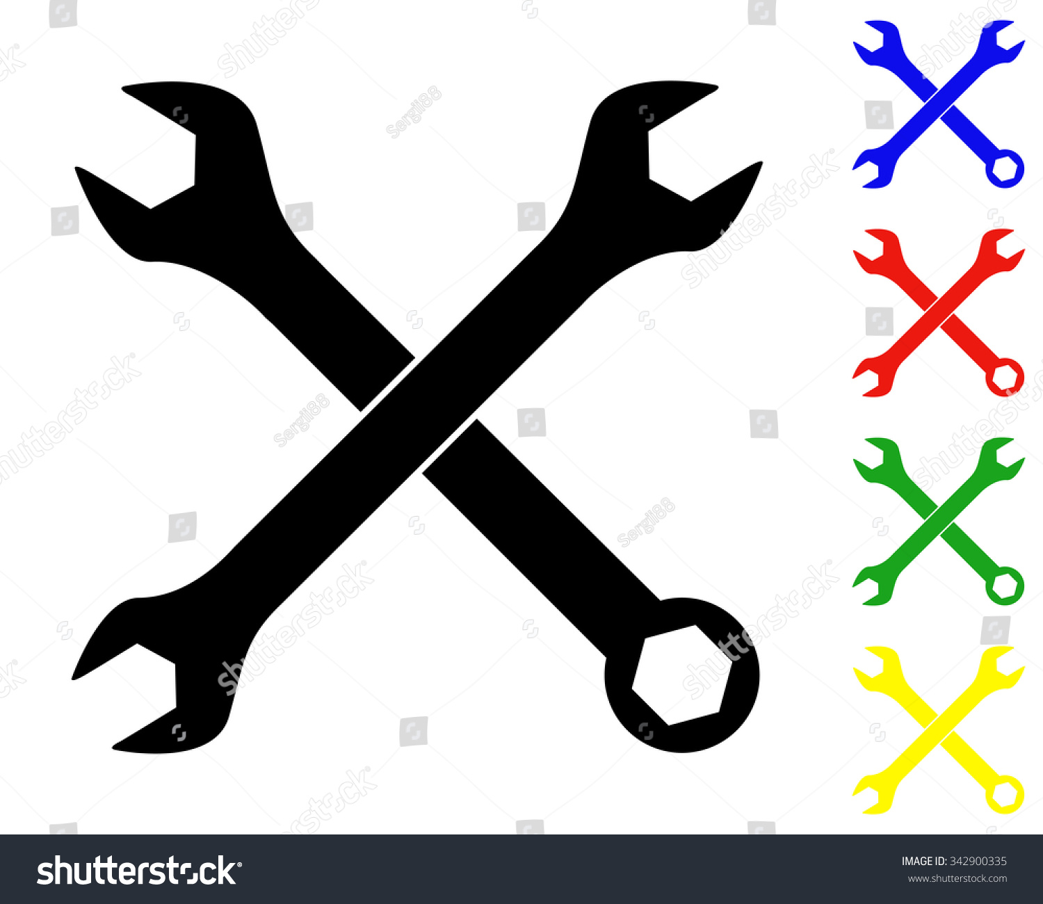 Crossed Wrenches Icon Vector Colored Set Stock Vector (Royalty Free ...