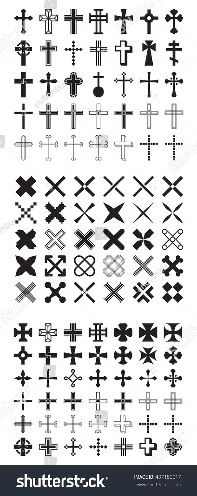 Crosses X Marks Plus Signs Stock Vector (Royalty Free) 437150017