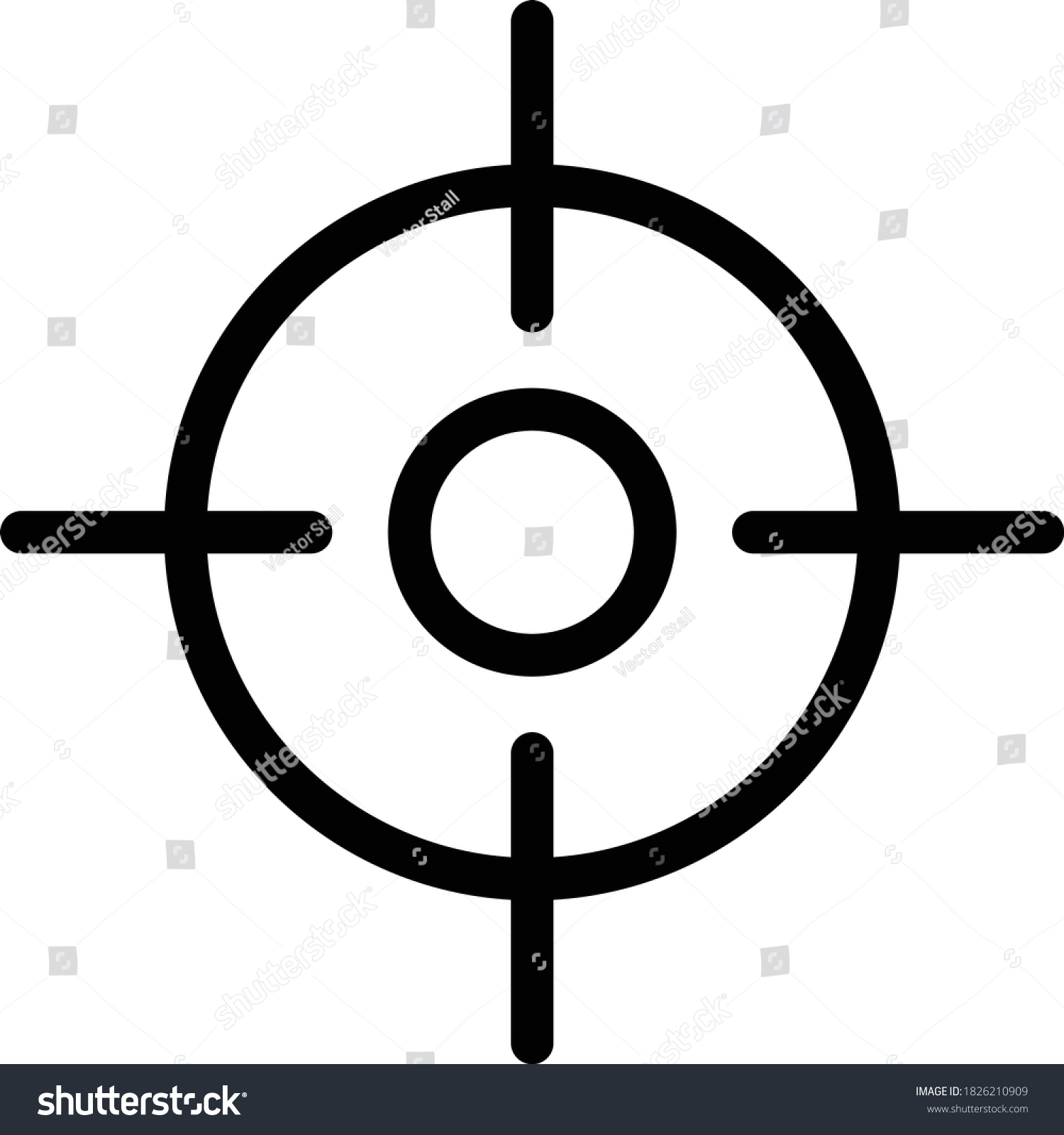 Crosshair Vector Thin Line Icon Stock Vector (Royalty Free) 1826210909 ...