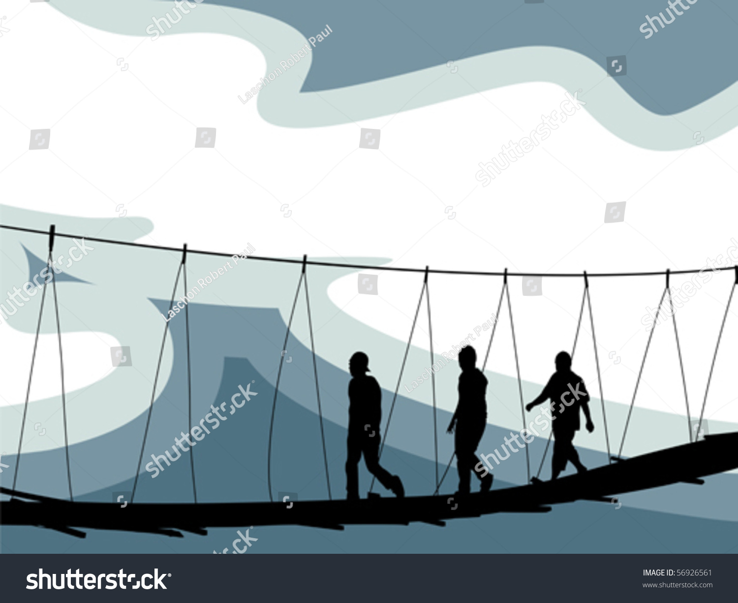 Crossing Bridge Composition, Abstract Vector Art Illustration ...