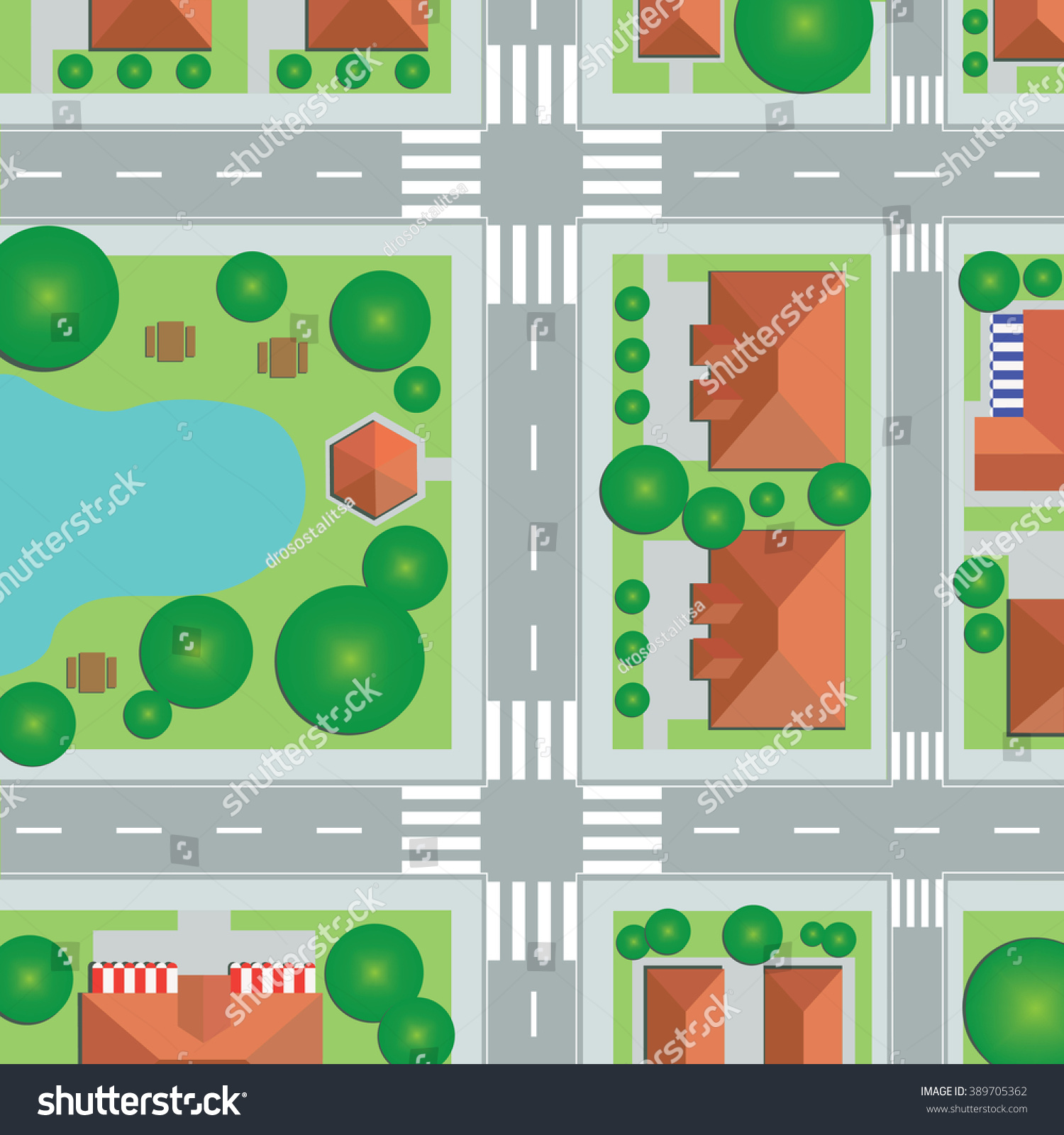 Crossroads Top View Vector Road Map: vector de stock (libre de regalías ... Crossroads Top View Vector Road Map: vector de stock (libre de regalías ...