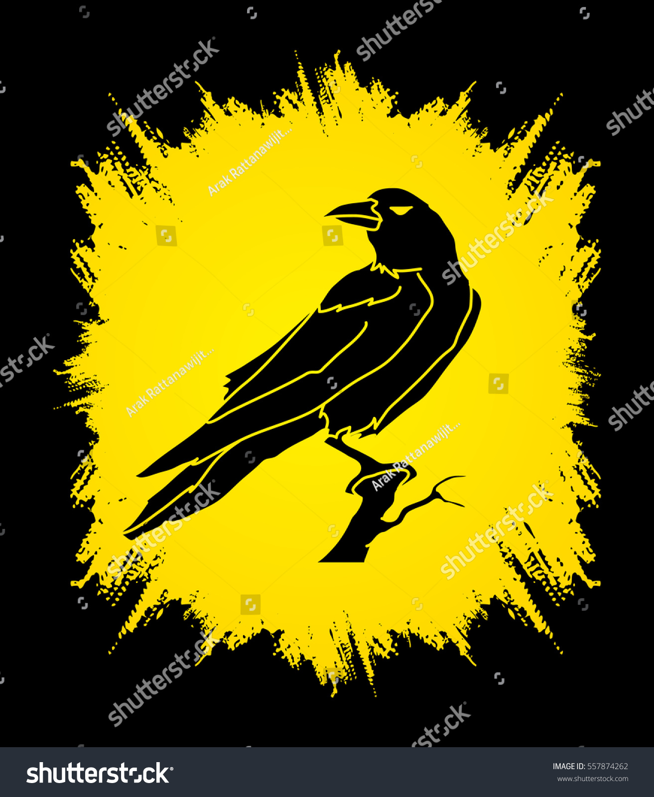 Crow Designed On Grunge Frame Background Stock Vector (Royalty Free ...