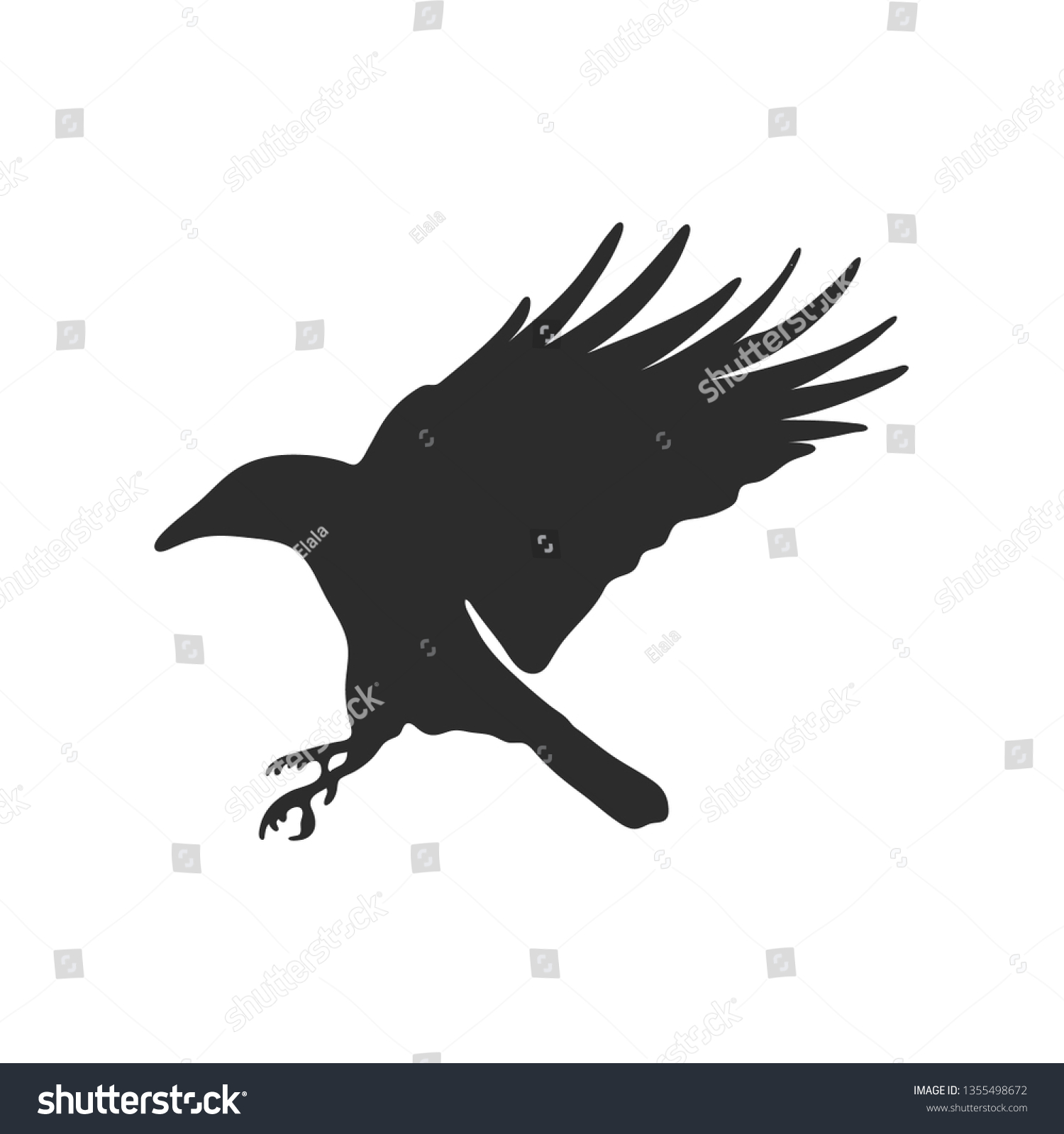 Crow Flight Vector Illustration Stock Vector (Royalty Free) 1355498672 ...