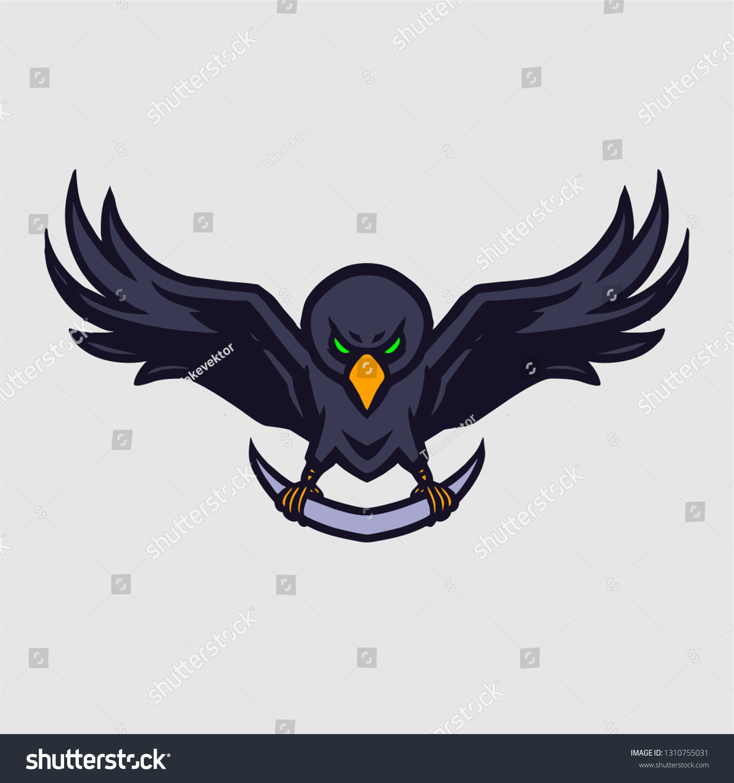 Crow Mascot Logo Gaming Vector Template Stock Vector (Royalty Free ...