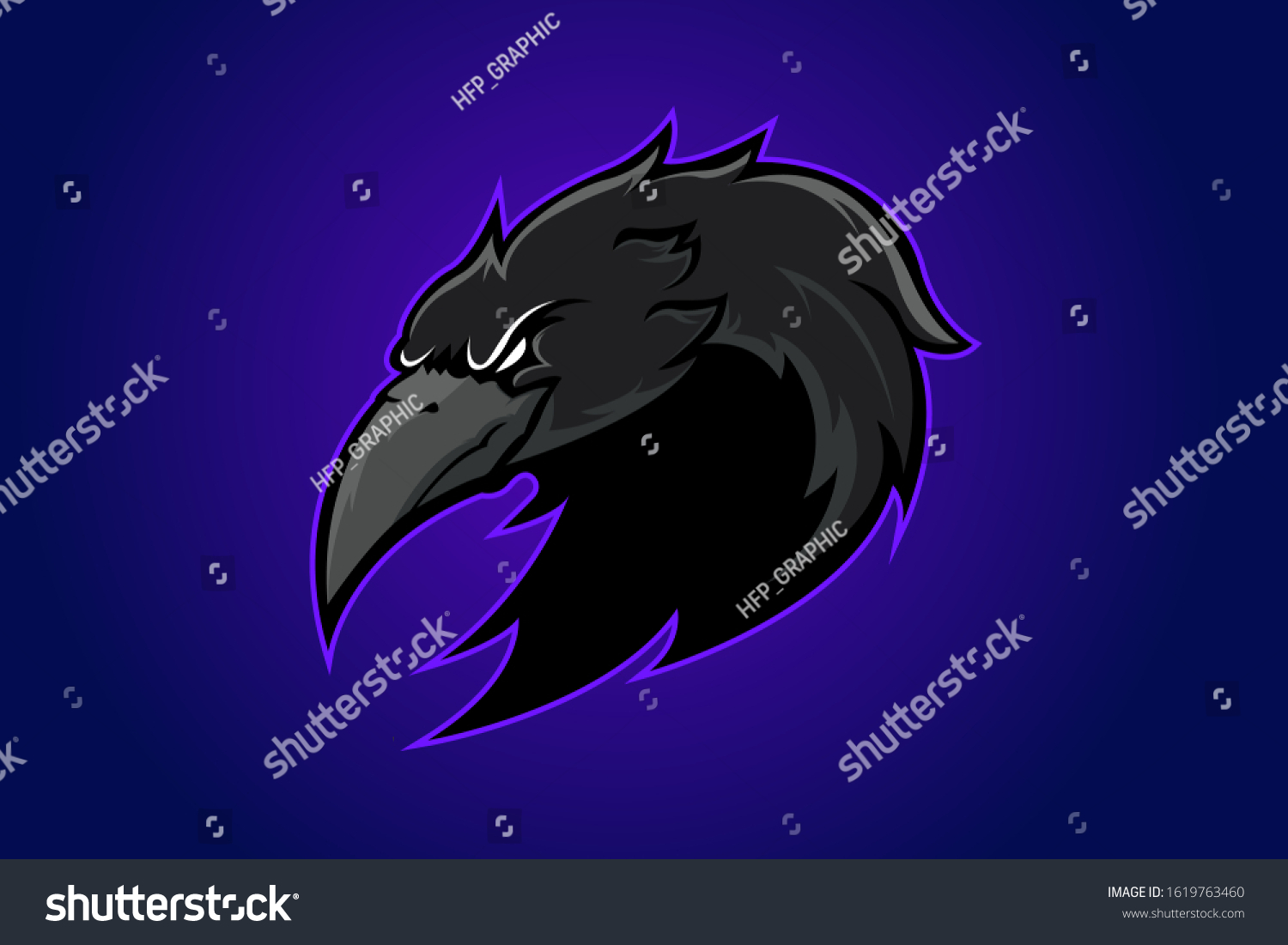 Crow Mascot Logo Vector Eps Stock Vector (Royalty Free) 1619763460