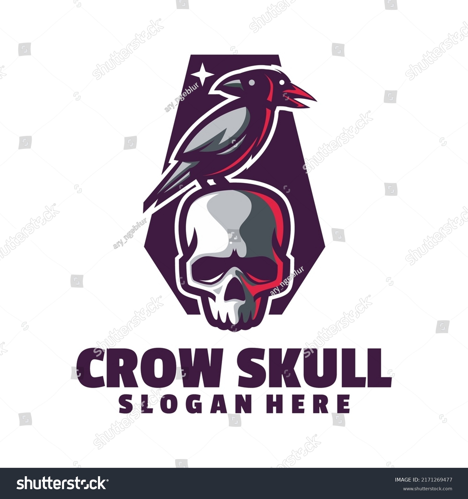 Crow Skull Logo Template Designs Vector Stock Vector (Royalty Free ...