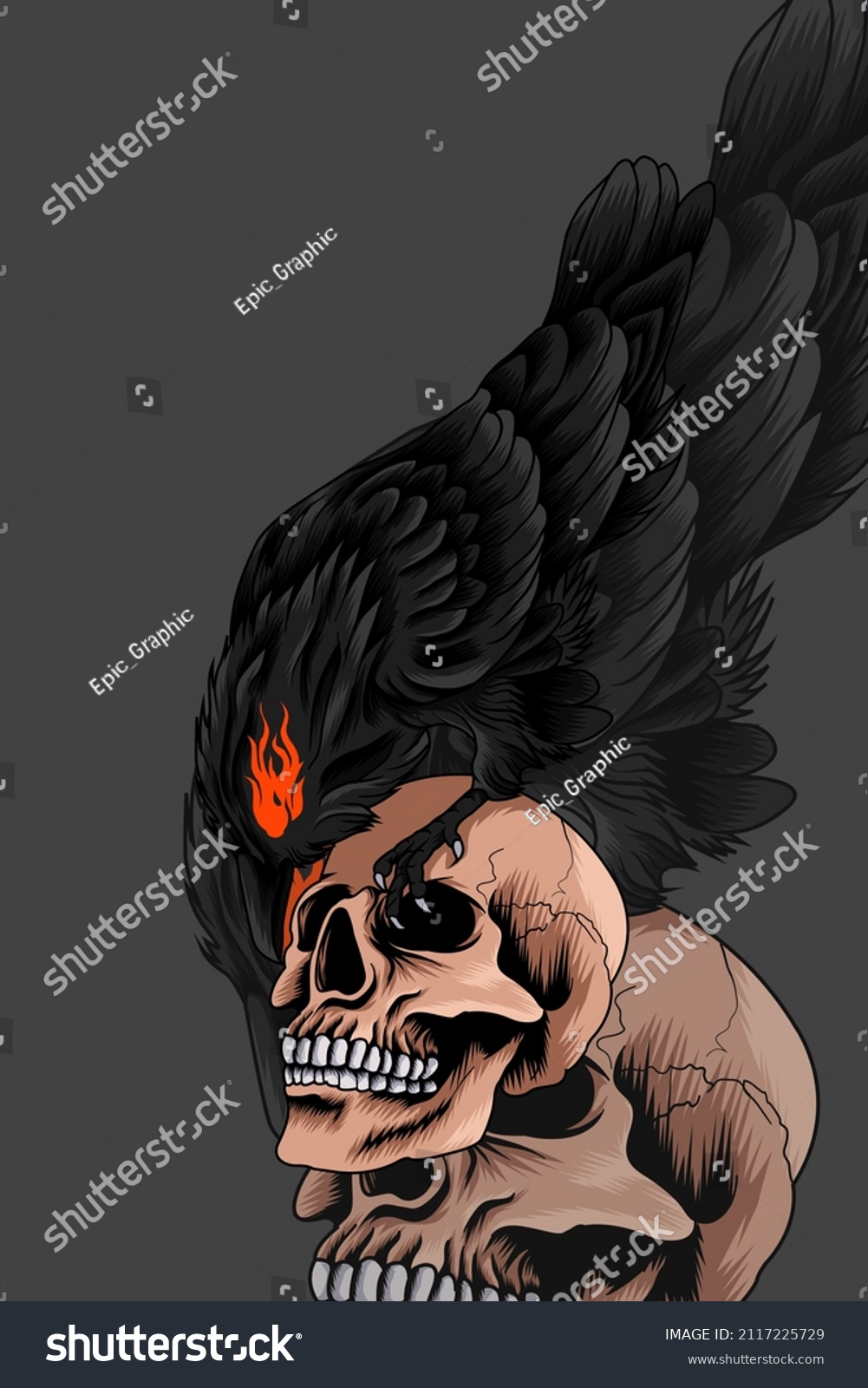 Crow Skull Vector Illustration Stock Vector (Royalty Free) 2117225729