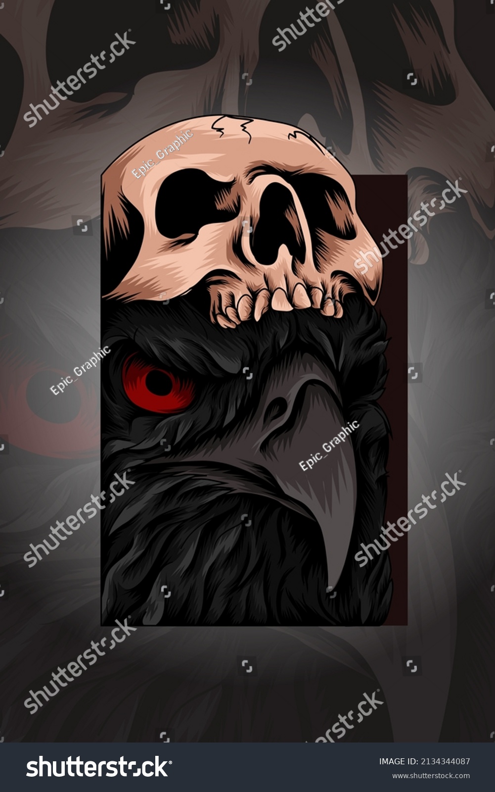 Crow Skull Vector Illustration Stock Vector (Royalty Free) 2134344087 ...