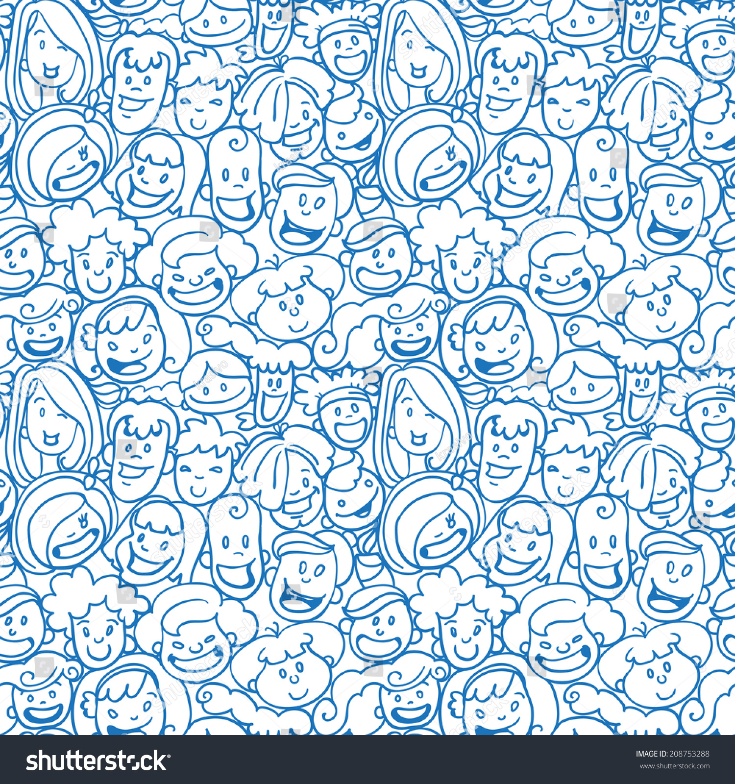 Crowd Funny People Doodle Stock Vector (Royalty Free) 208753288 ...