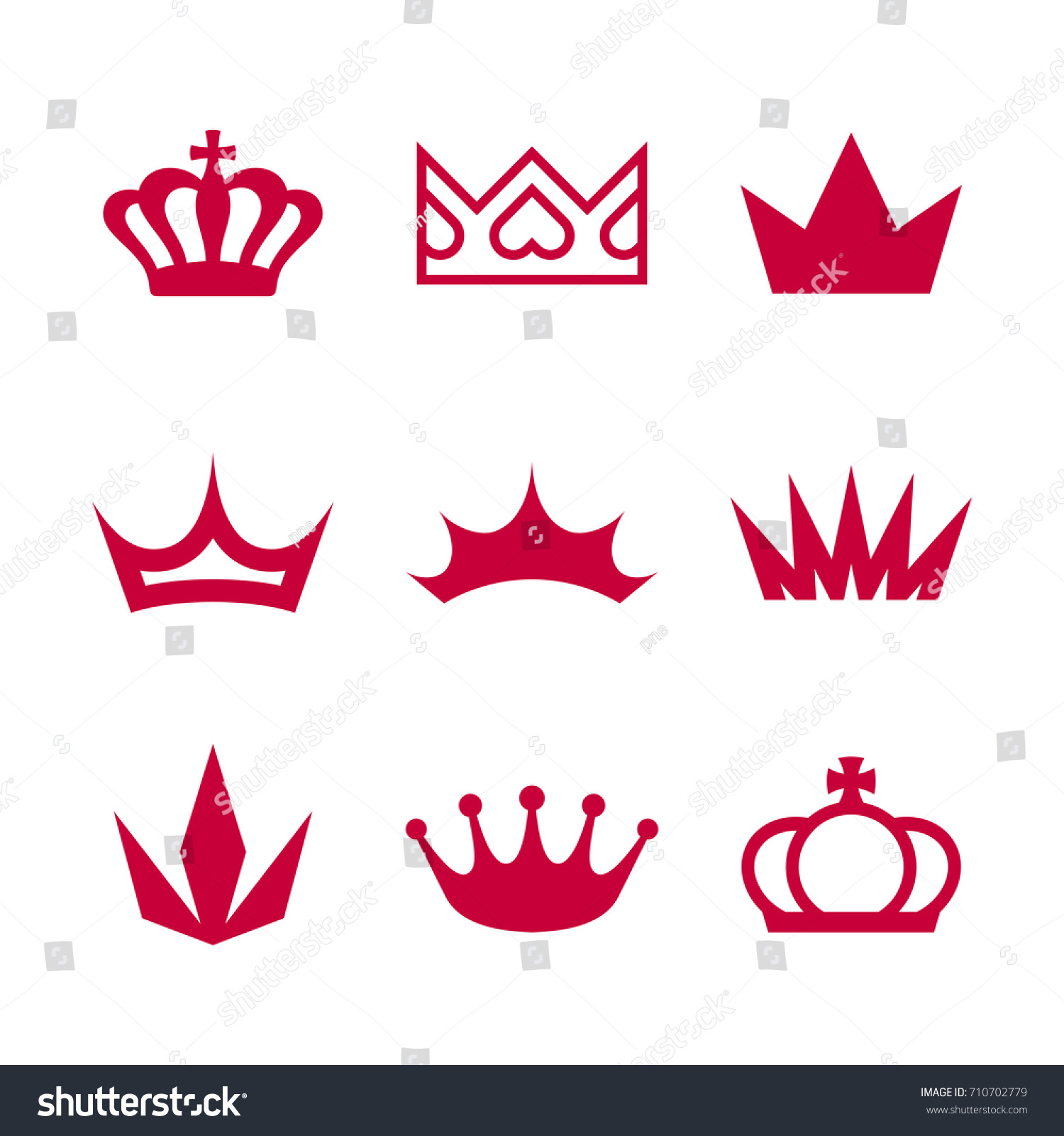 Crown Icons Logo Design Elements Stock Vector (Royalty Free) 710702779 ...