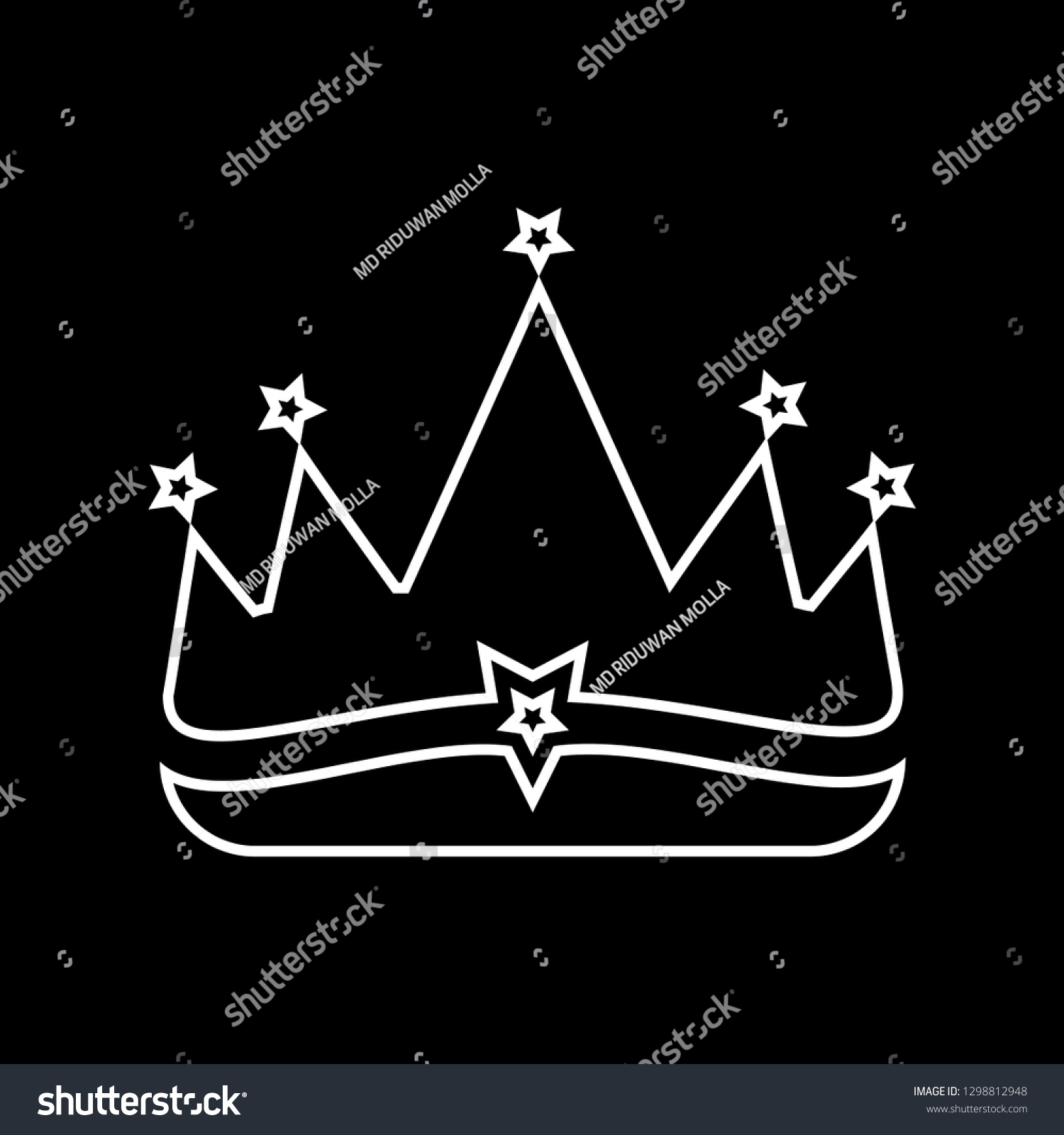 Crown Line Art Icon Vector White Stock Vector (Royalty Free) 1298812948 ...