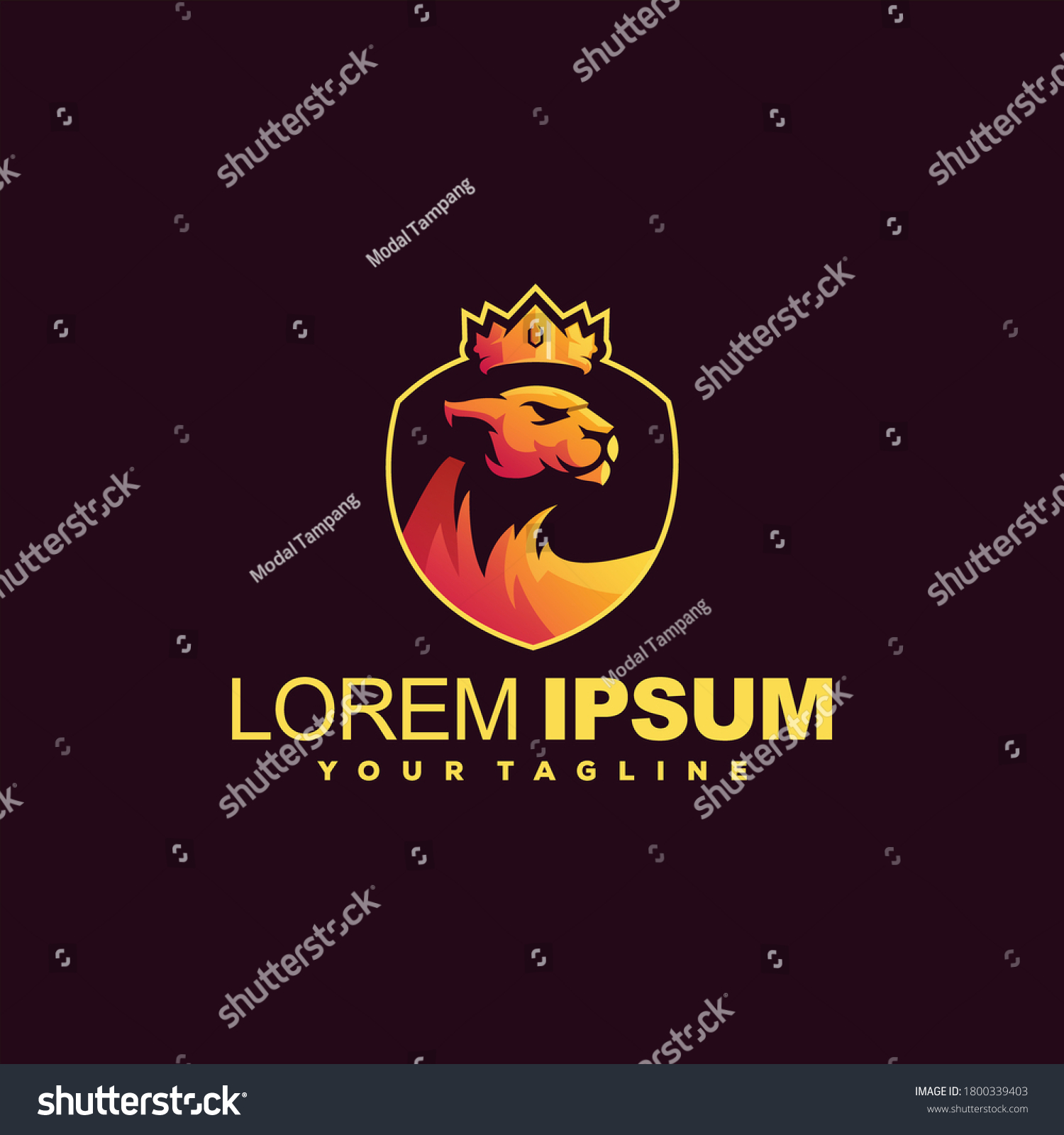 Crown Lioness Gradient Logo Design Stock Vector (Royalty Free) 1800339403