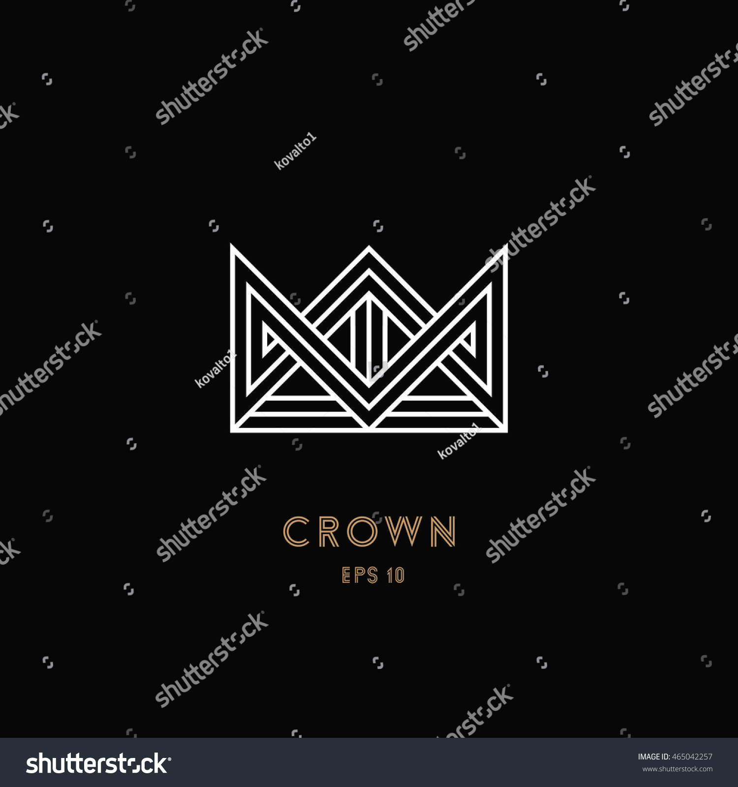 Crown Logo Geometric Monogram Line Design Stock Vector (Royalty Free ...