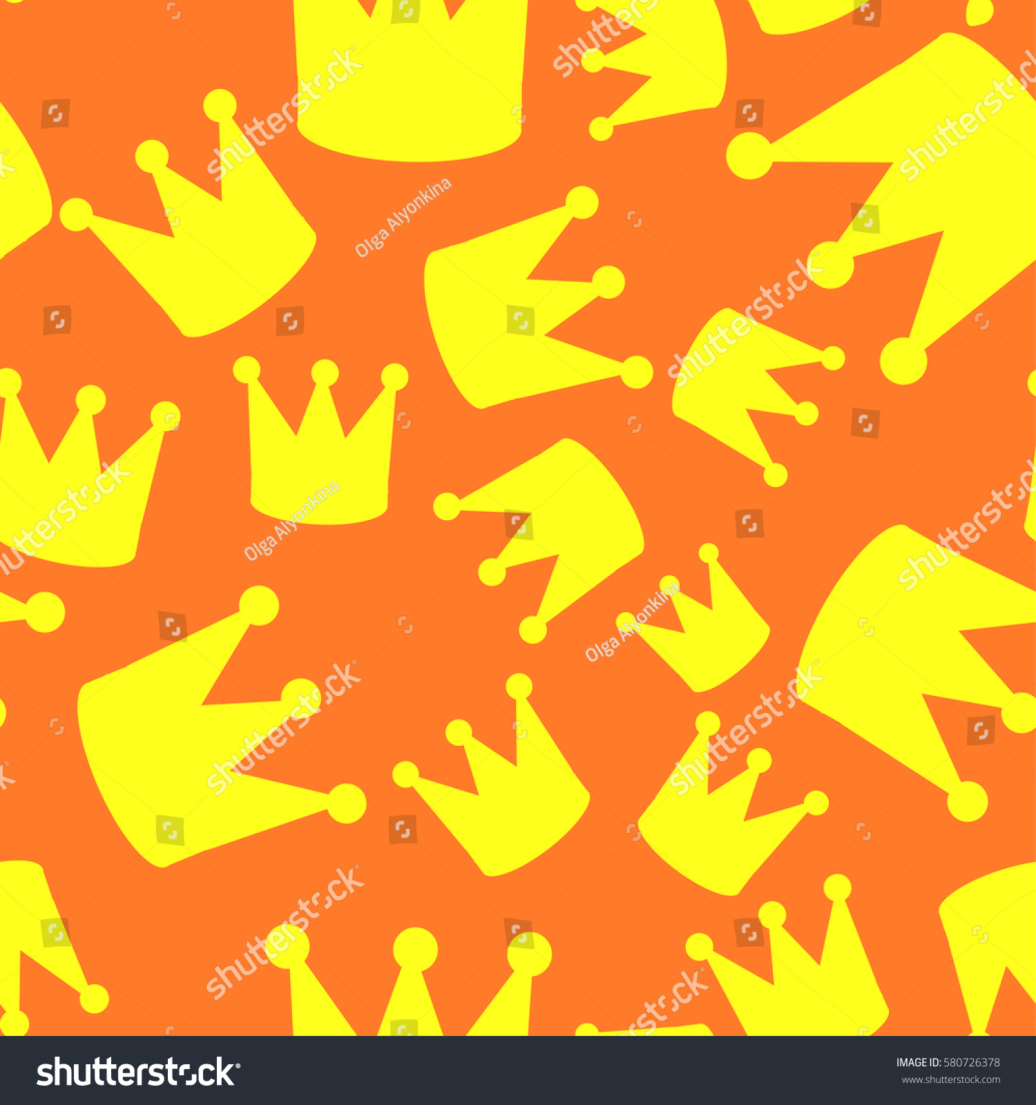 Crown On Orange Background Seamless Pattern Stock Vector (Royalty Free ...