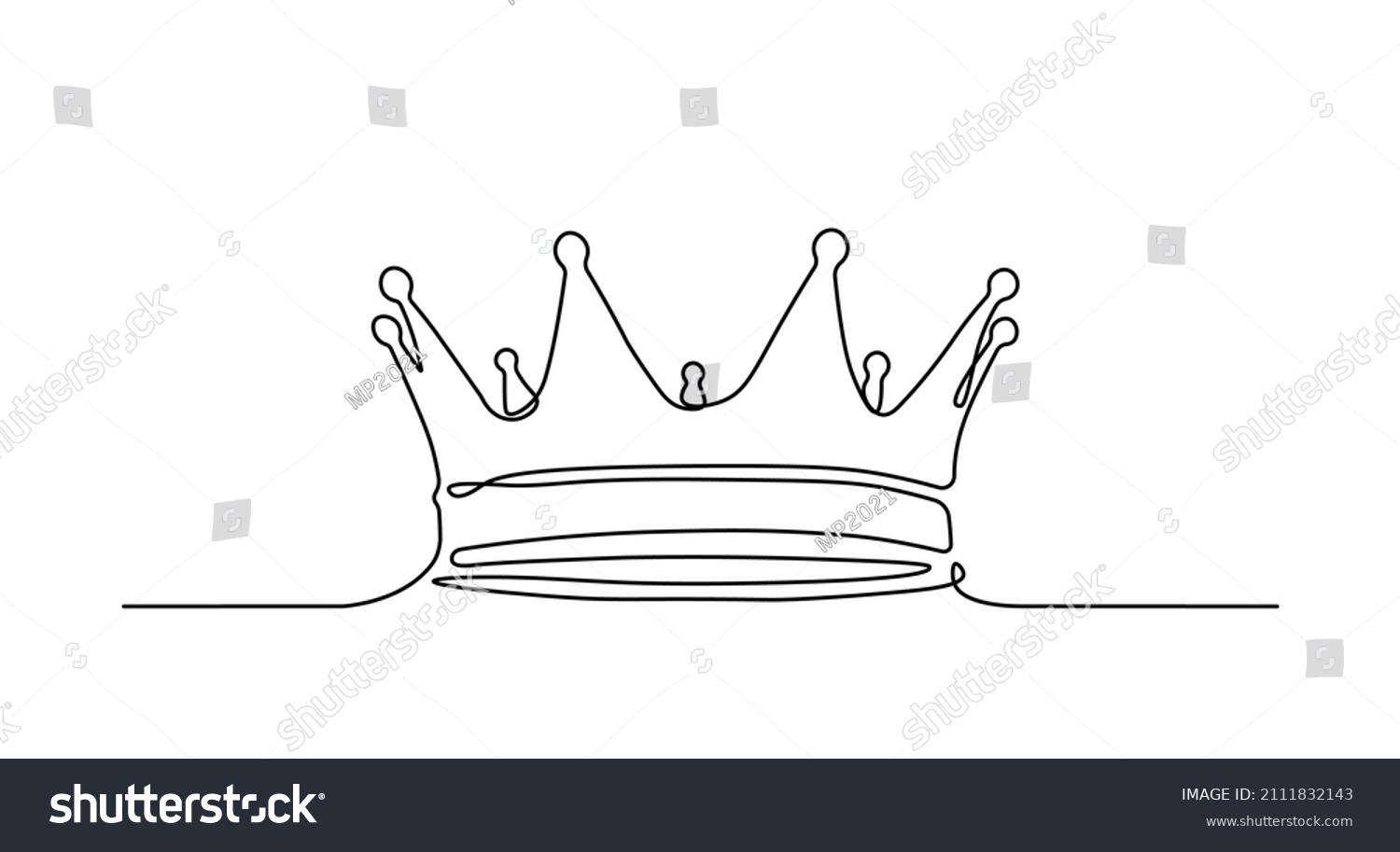 Crown One Line Vector Illustartion Stock Vector (Royalty Free) 2111832143