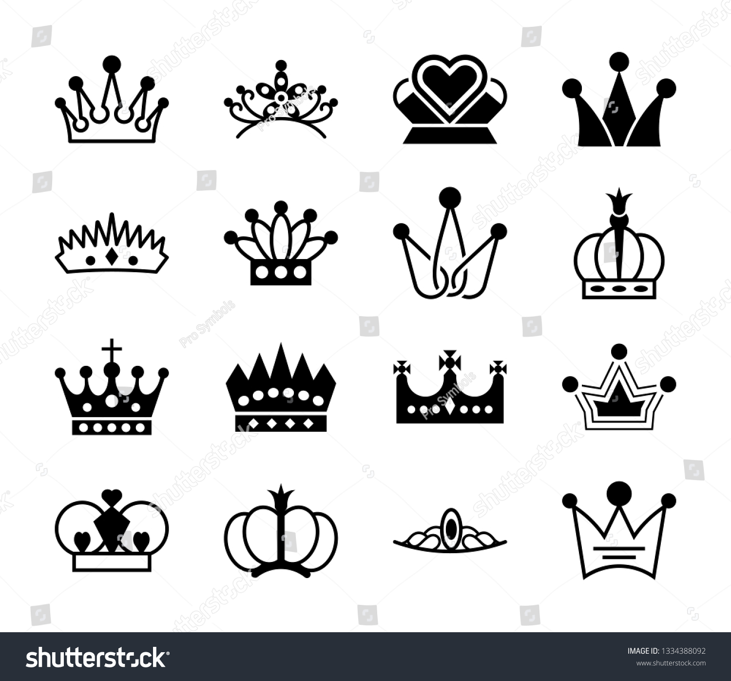 Crown Symbols Elements Icons Pack Stock Vector (Royalty Free) 1334388092